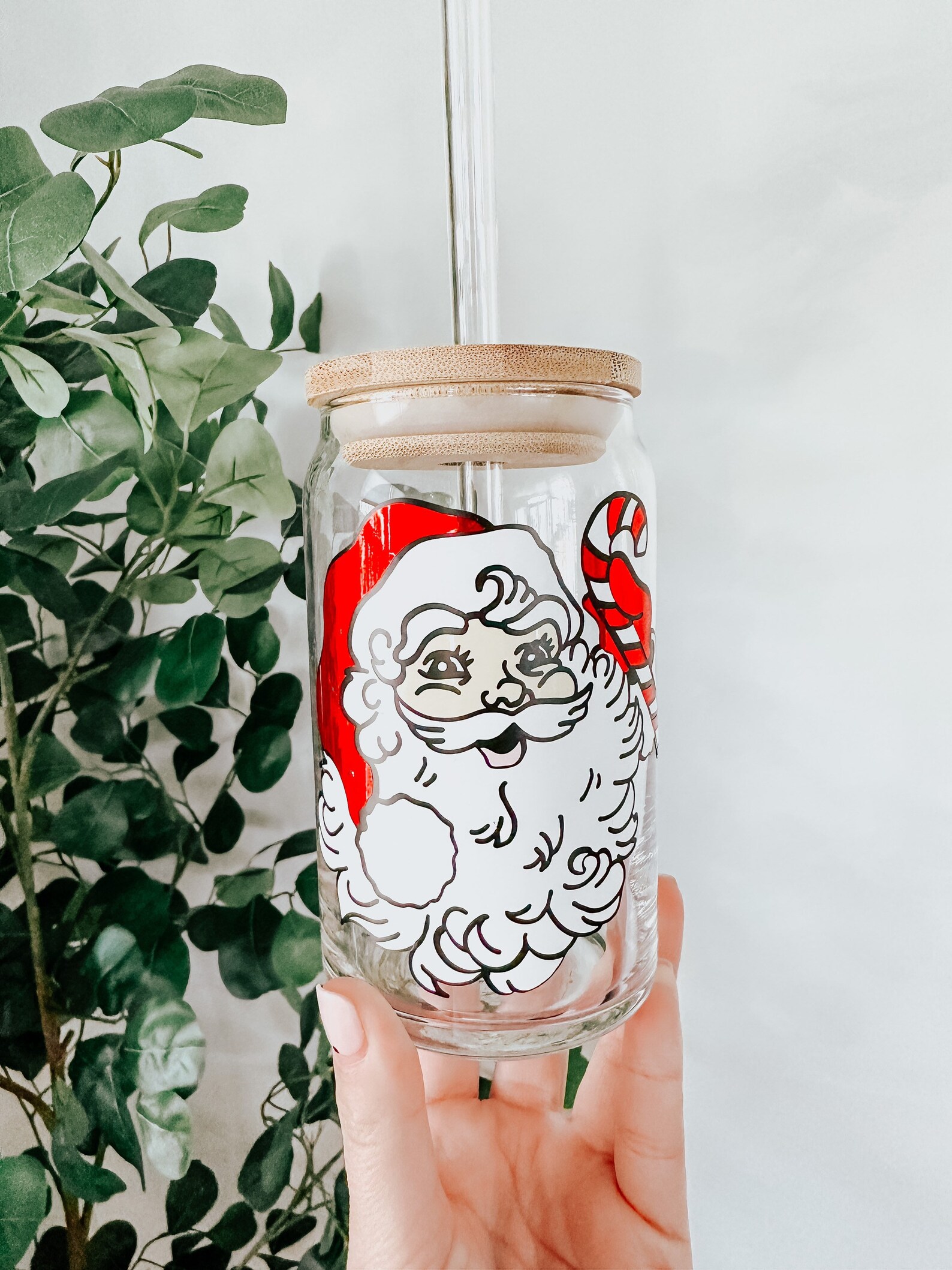 Retro Santa Claus Glass Cup Retro Christmas Cups Retro St - Etsy