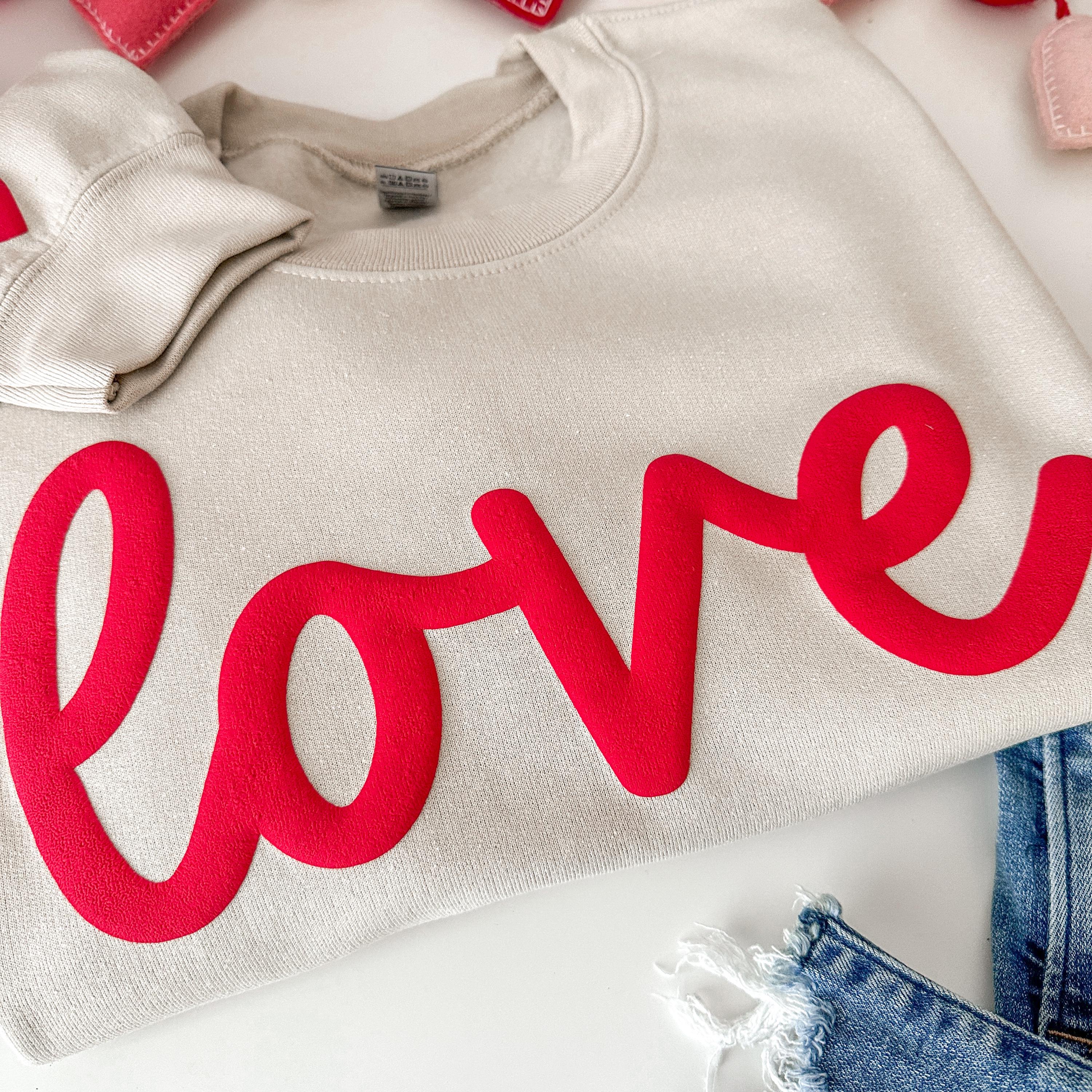 Love Puff Print Sweatshirt Valentines Day Shirt Gift for Her Love Heart ...