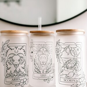 Zodiac Sign Glass Coffee Tumbler Zodiac Personalized Birthday Gift for ...