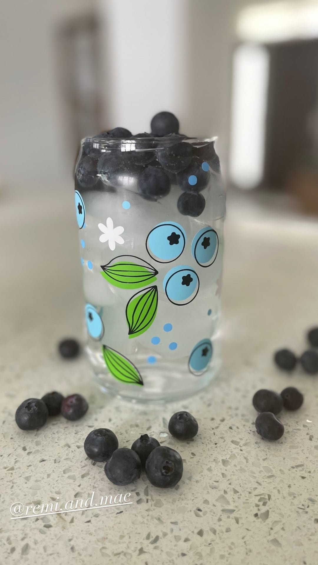 Blueberry Glass Cup, Soda Glass Can, Abstract Blueberry Cup, Boho ...