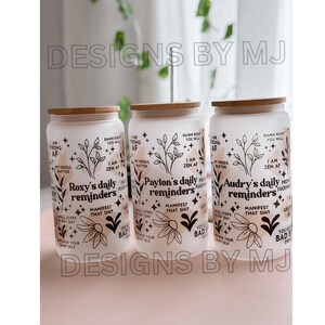 Custom Name Daily Reminders Glass Tumbler Mental Health Tumbler Daily ...