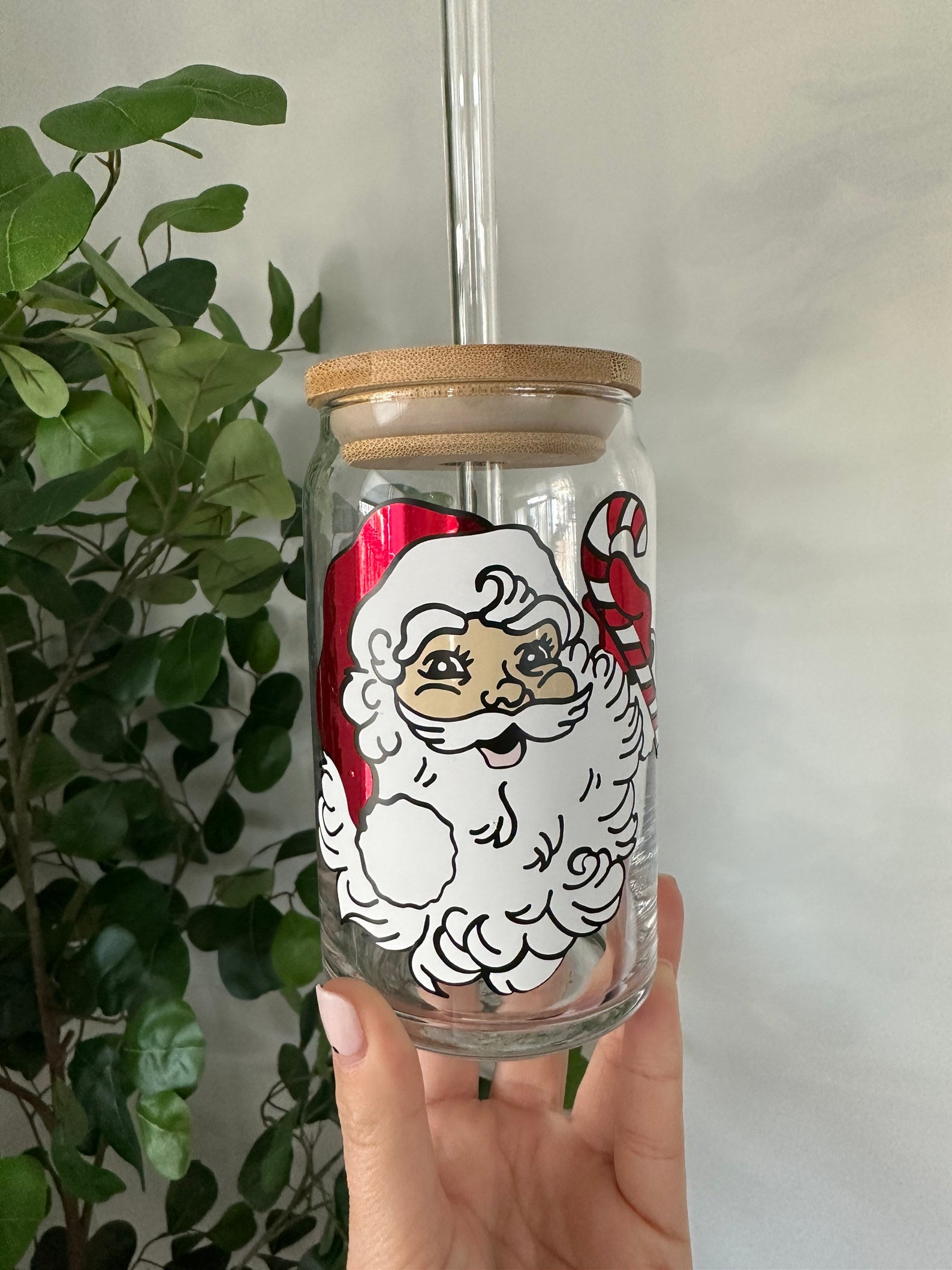Retro Santa Claus Glass Cup Retro Christmas Cups Retro St - Etsy