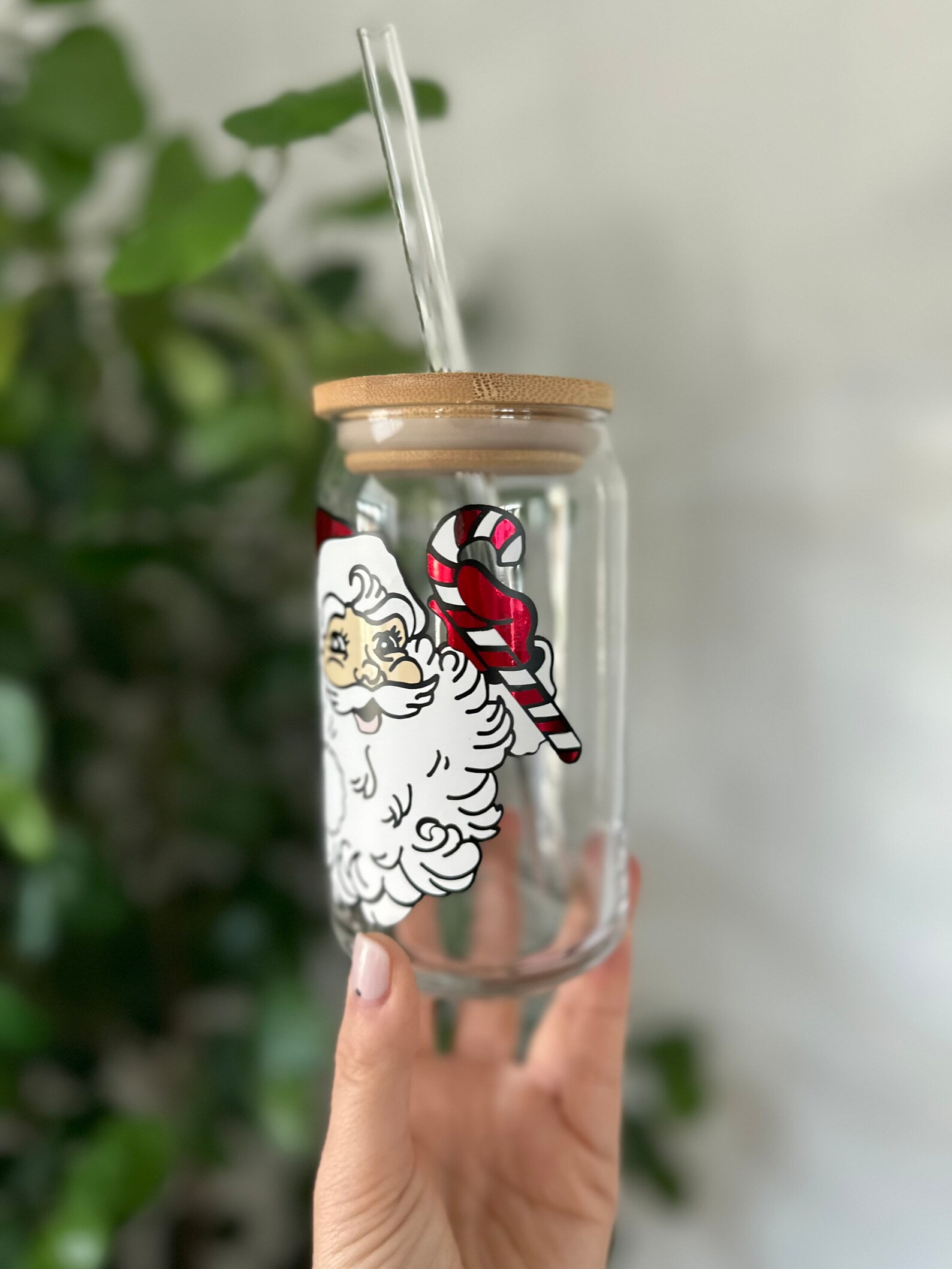 Retro Santa Claus Glass Cup Retro Christmas Cups Retro St - Etsy