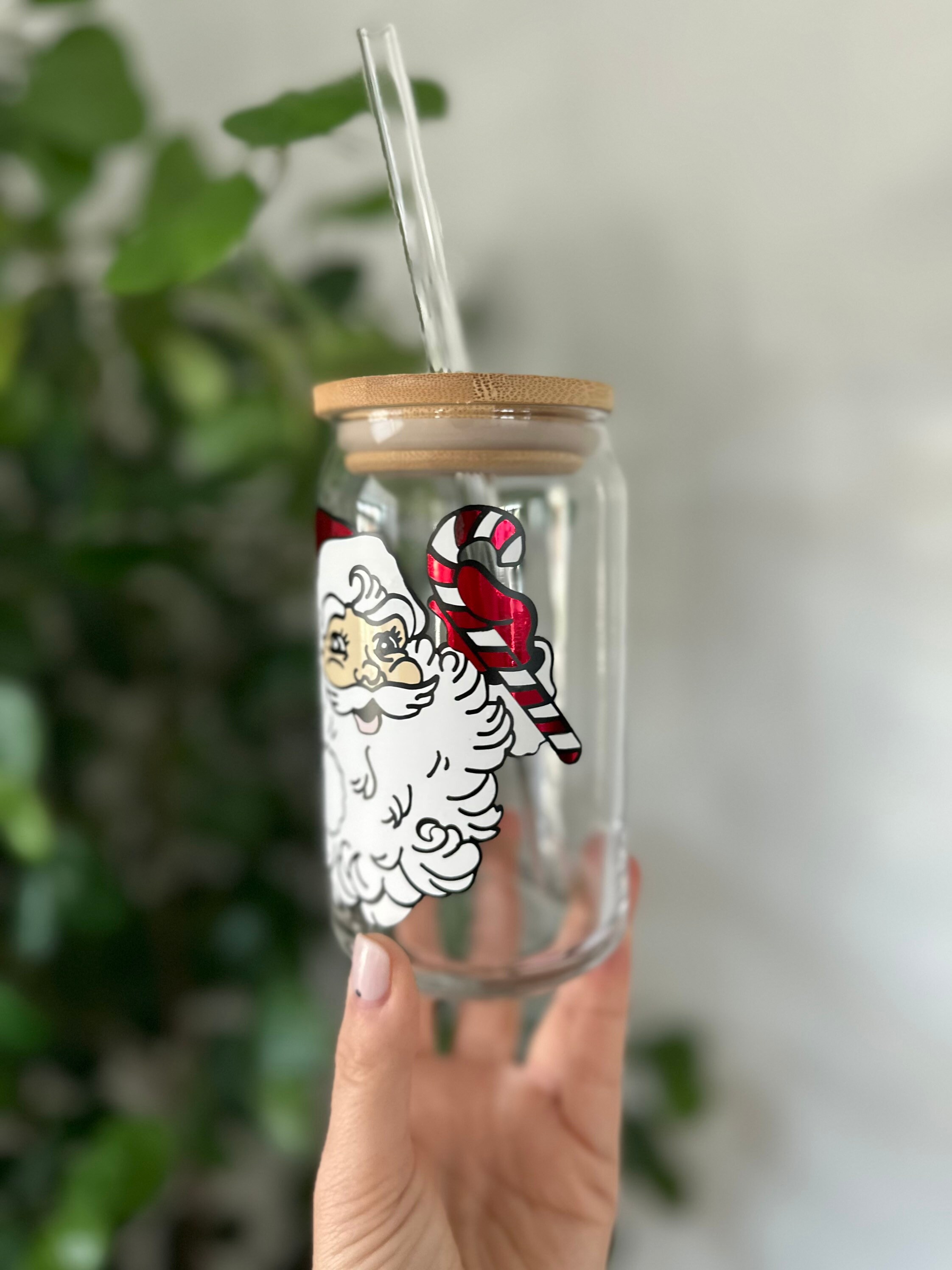 Retro Santa Claus Glass Cup Retro Christmas Cups Retro St - Etsy