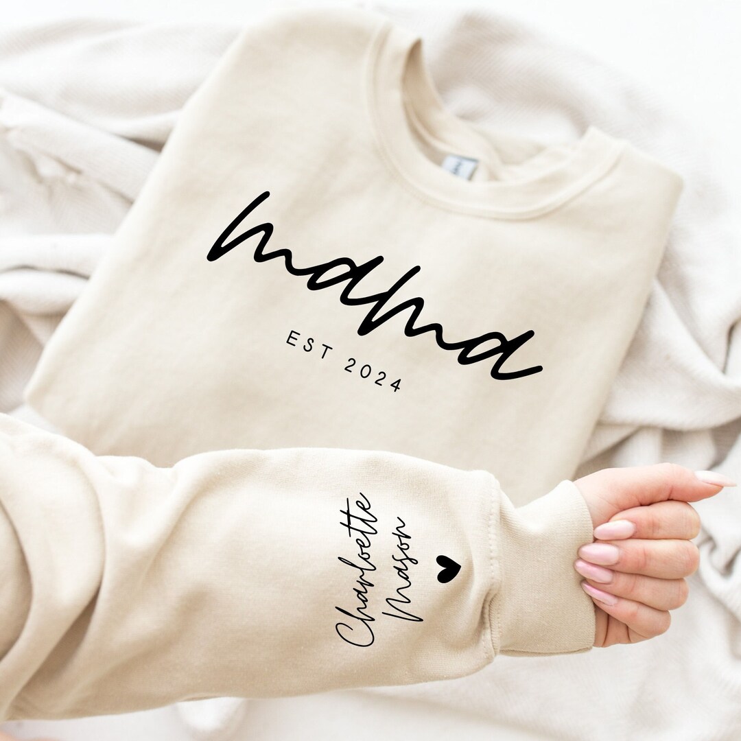 Personalized Mama Sweatshirt With Date and Children Name on Sleeve Mom ...