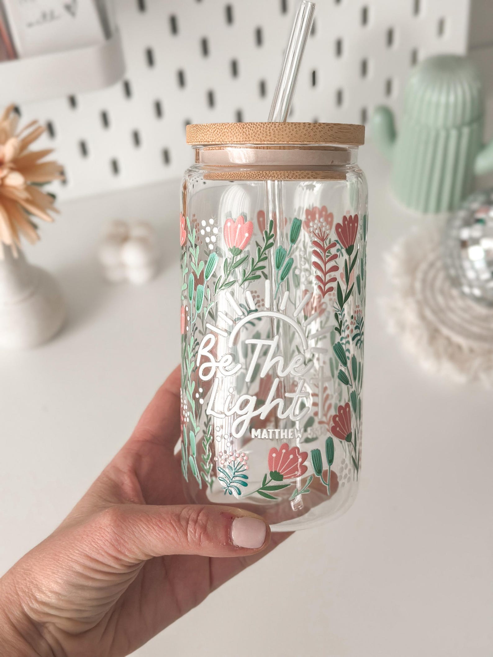 Christian Iced Coffee Cup 16oz Bible Verse Glass Tumbler Bible Verses ...