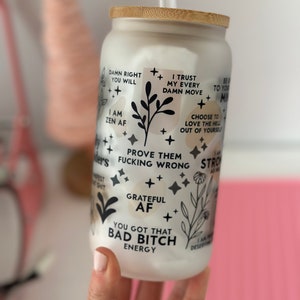 Boho Daily Reminders Glass Tumbler Motivational Drinkware for Positive ...