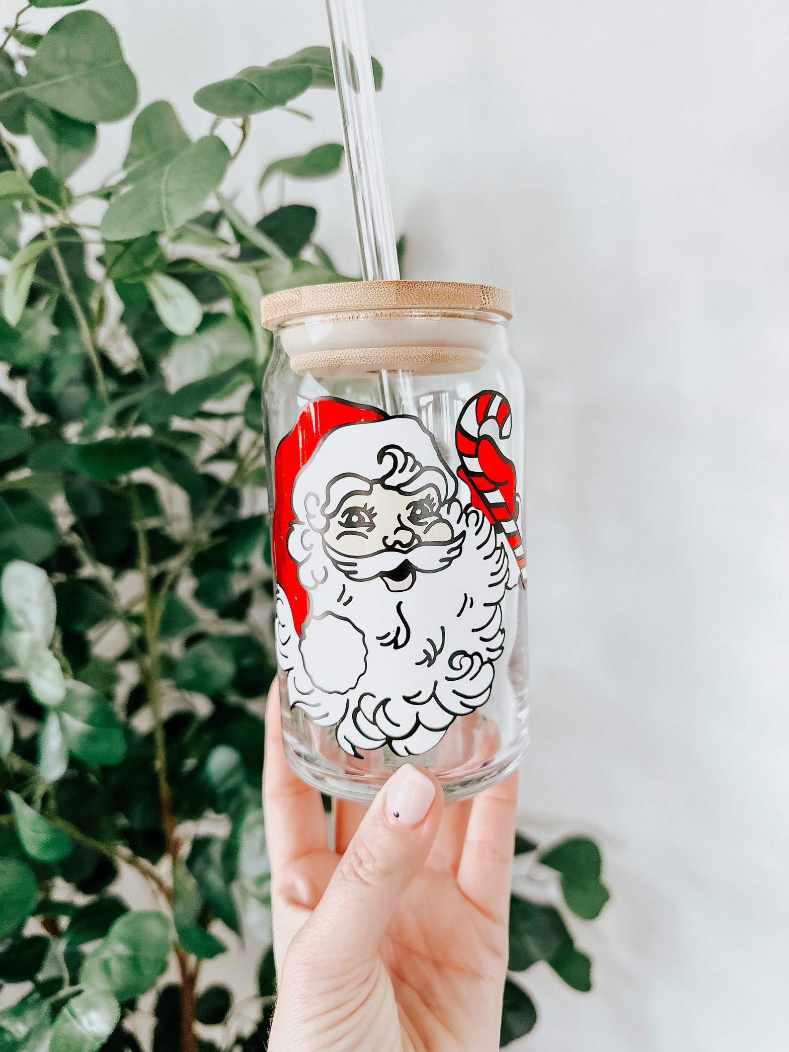 Retro Santa Claus Glass Cup Retro Christmas Cups Retro St - Etsy