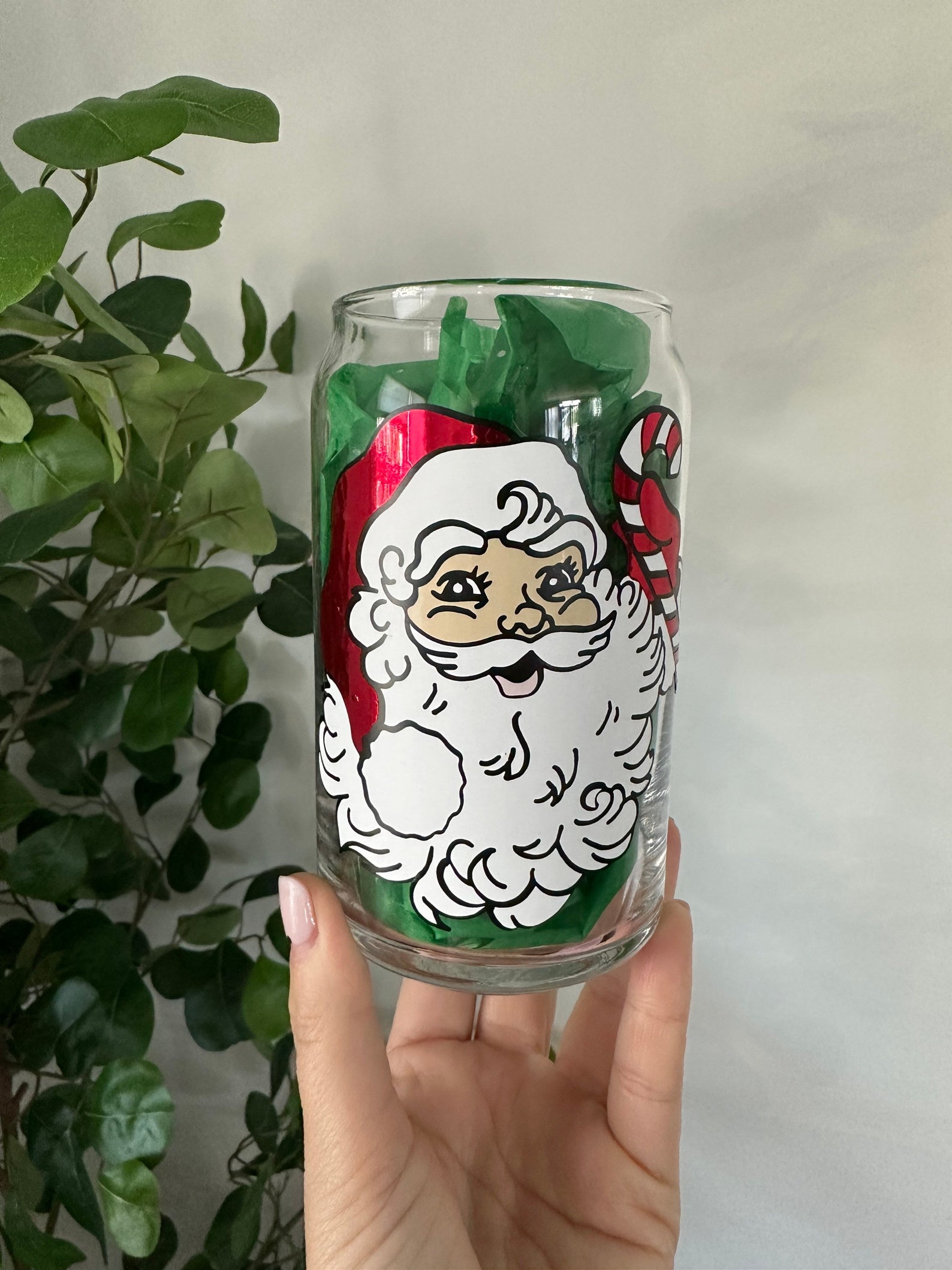 Retro Santa Claus Glass Cup Retro Christmas Cups Retro St - Etsy