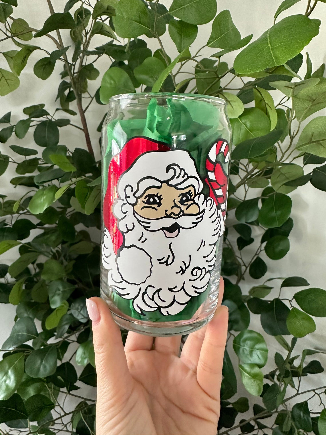 Retro Santa Claus Glass Cup Retro Christmas Cups Retro St - Etsy