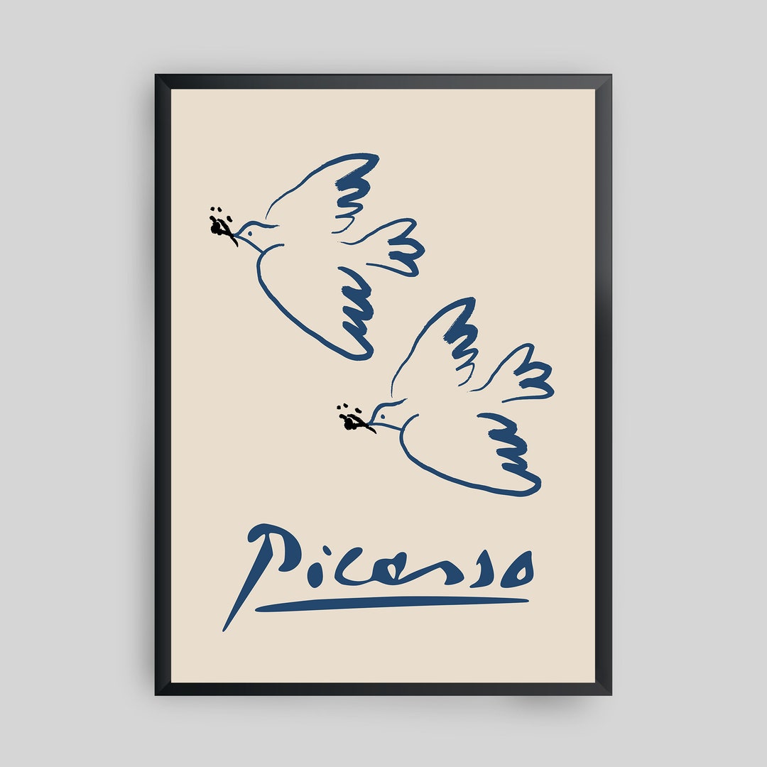 Picasso Doves Framed Modern Art Print, Minimal Art Print, Abstract Art ...