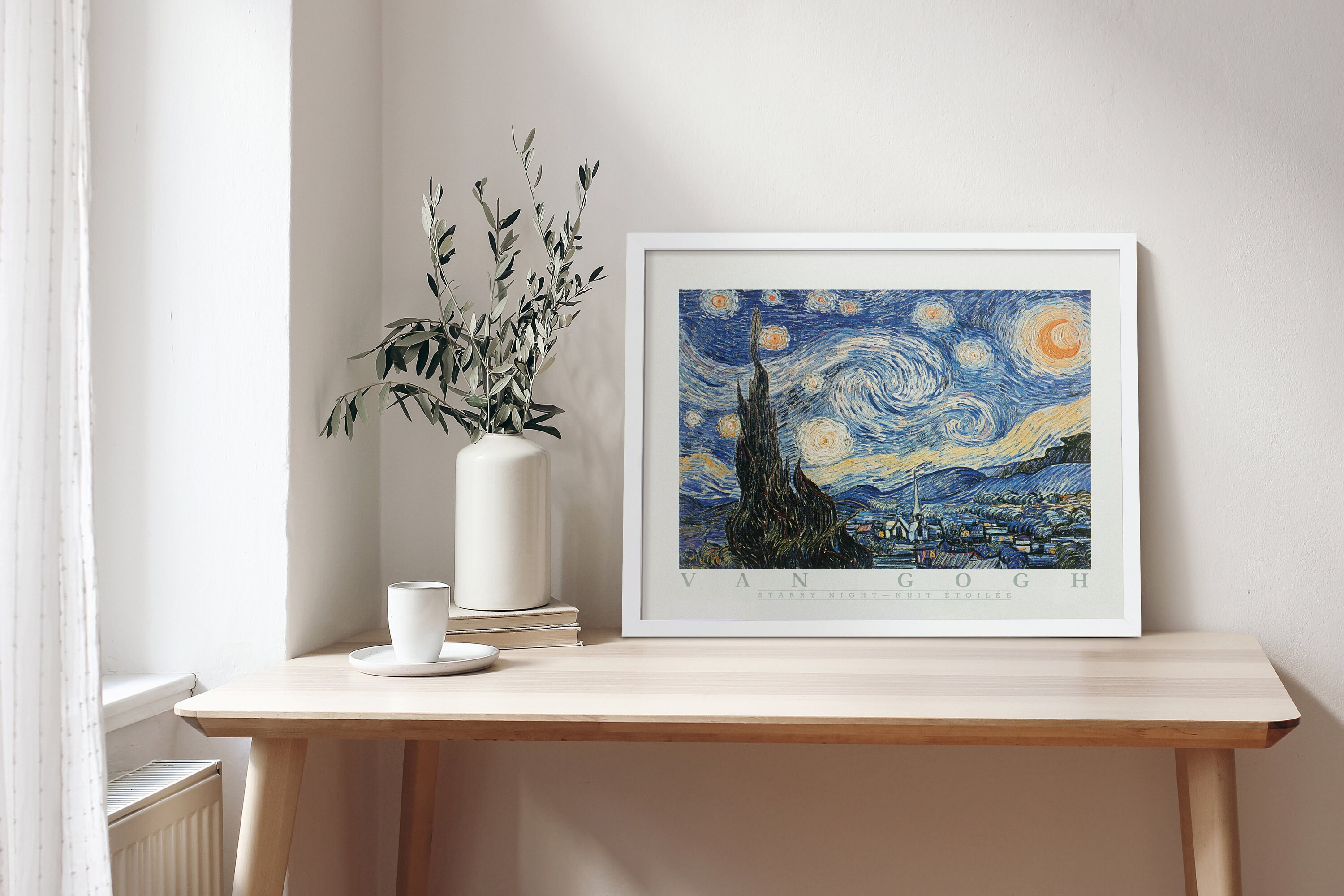 Starry Night Framed Modern Art Print 16x20, Vintage Art, Classical Art ...