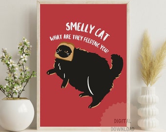 Cat With Toast Bread Poster, Ouirky Wall Art, Dorm Room Decor, Retro ...