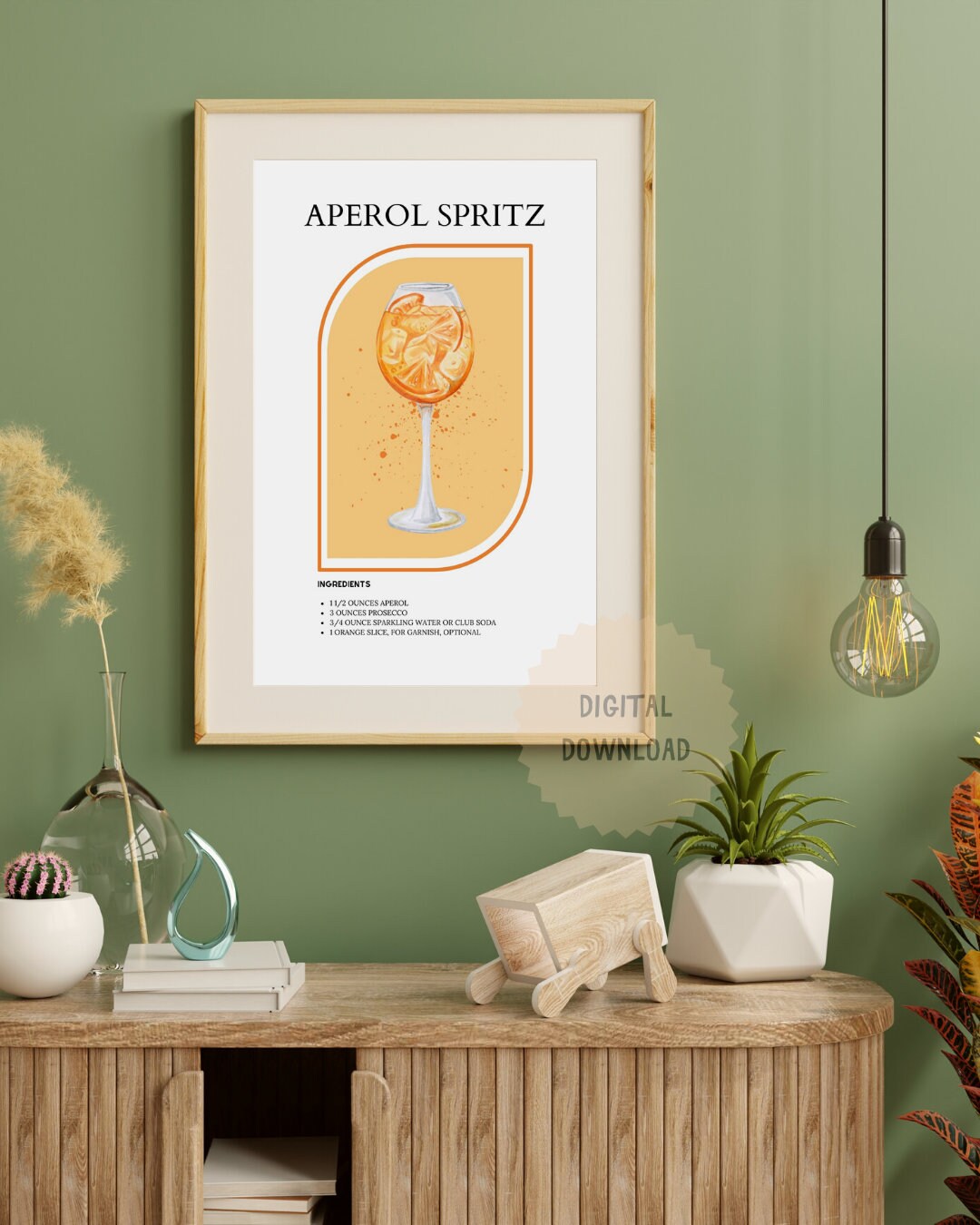 Aperol Spritz Cocktail Art Print, Bar Cart Decor Cocktail Poster ...
