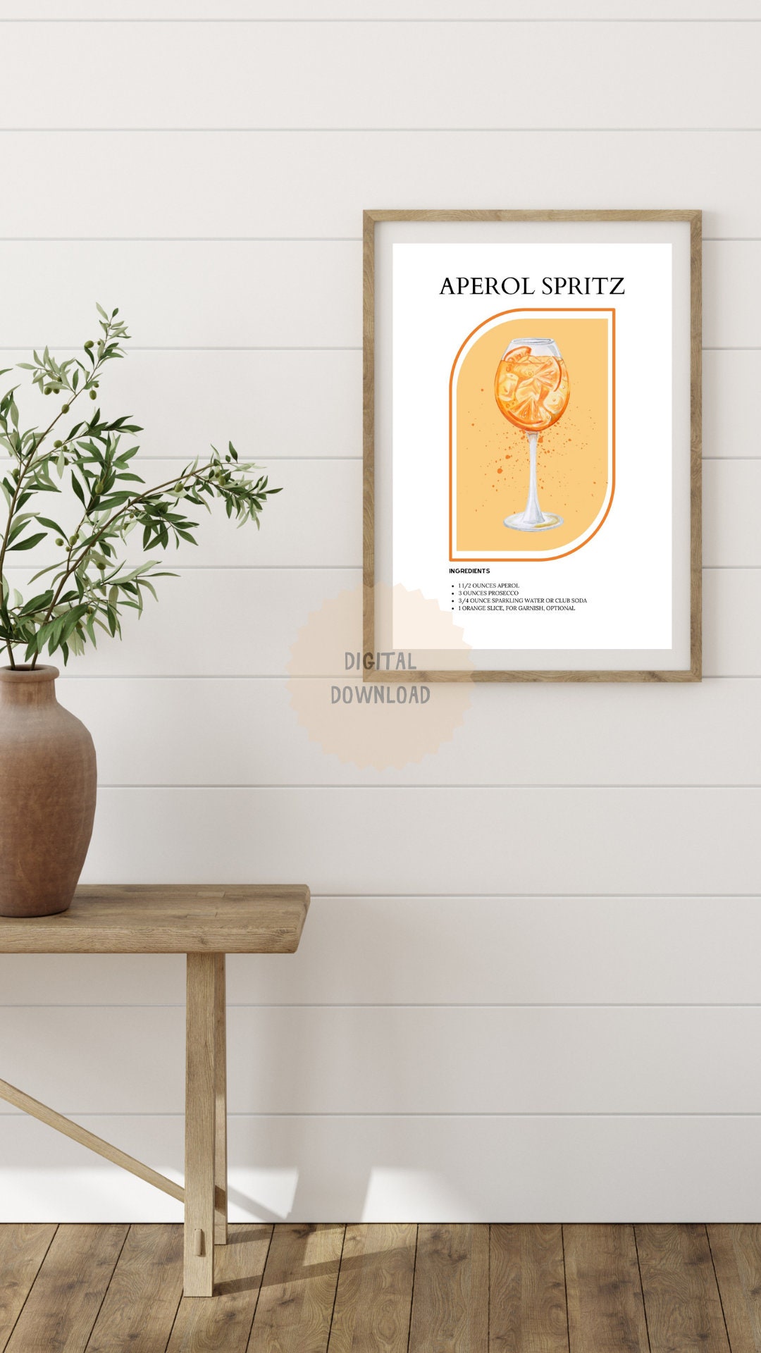 Aperol Spritz Cocktail Art Print, Bar Cart Decor Cocktail Poster ...