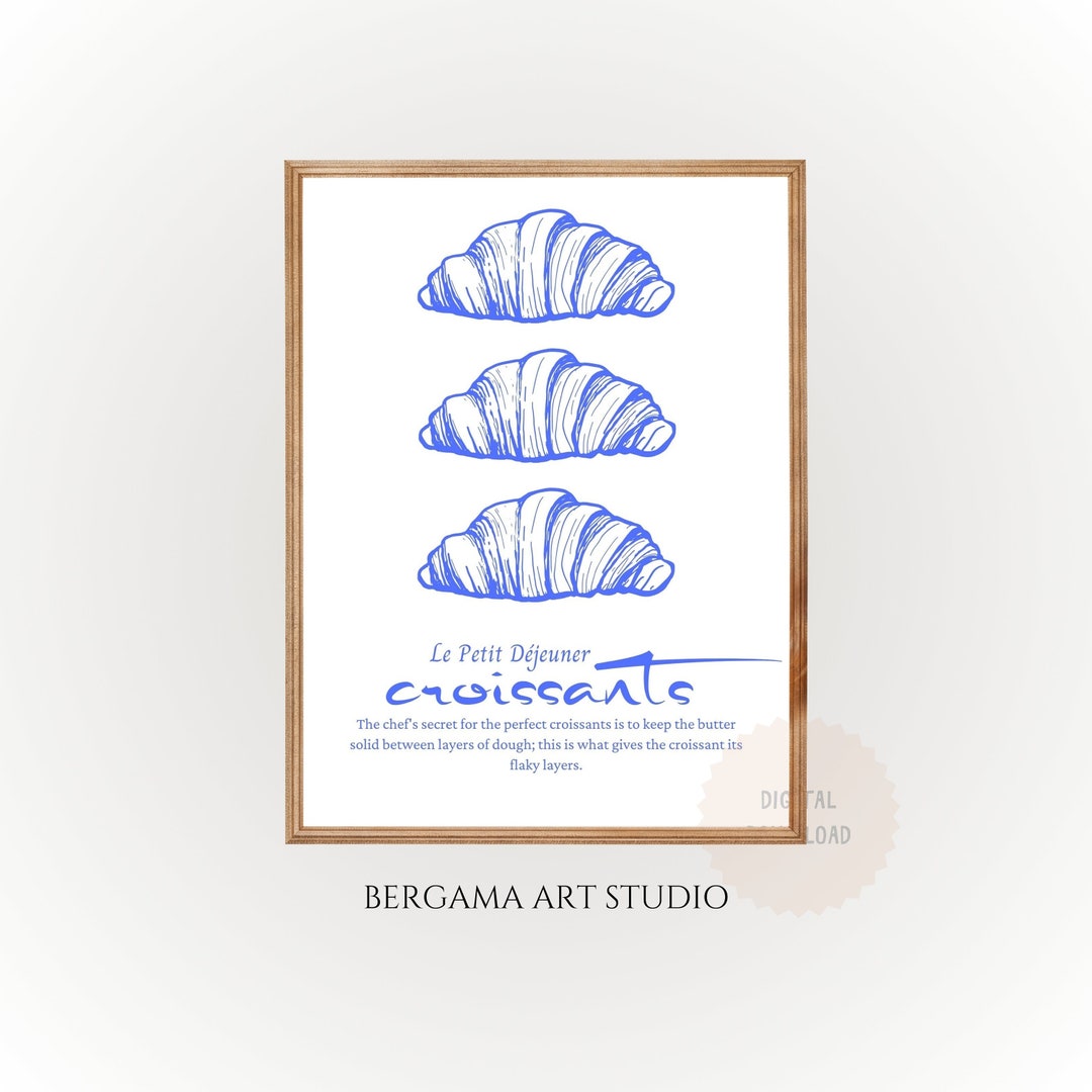 Croissants Print, Breakfast Poster, French Croissant Poster Kitchen ...