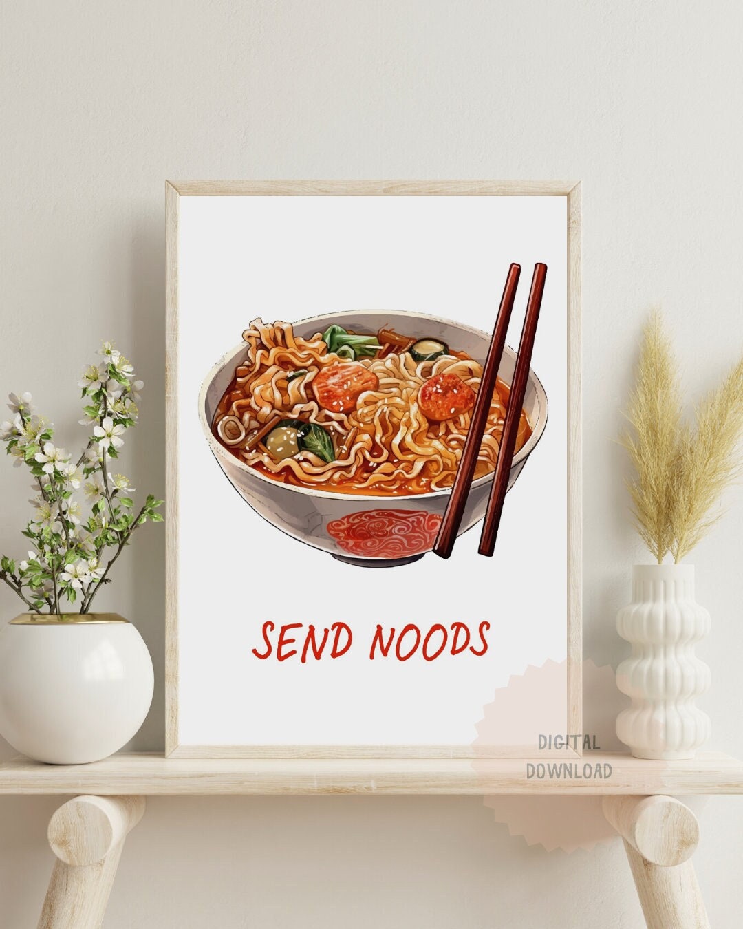 Noodles Wall Art, Aesthetic Kitchen Wall Decor, Minimalist Food Print ...