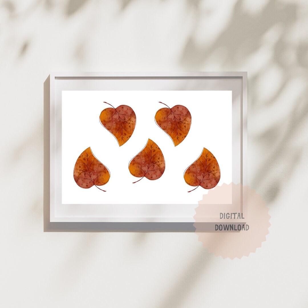 Watercolour Falling Leaves Rustic Print Fall Wall Art Fall - Etsy