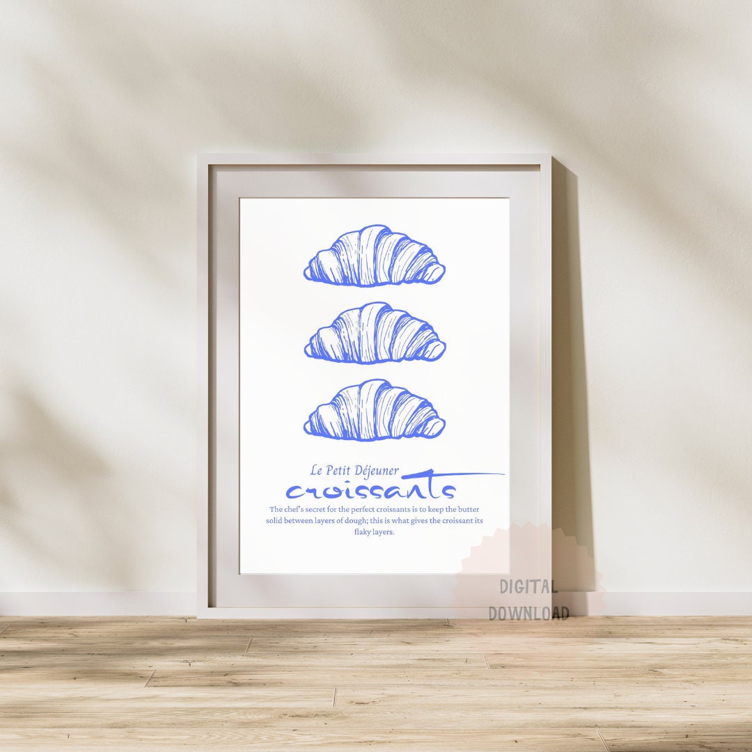 Croissants Print, Breakfast Poster, French Croissant Poster Kitchen ...