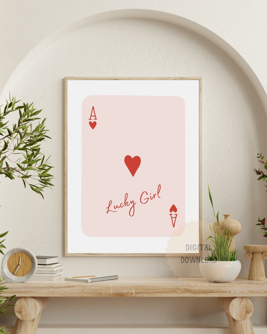 Pink Lucky Girl Syndrome Quote, Ace of Hearts Aesthetic Poster, Preppy ...