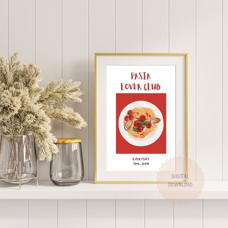 Spaghetti Wall Print Pasta Lover Club Print Retro Kitchen - Etsy