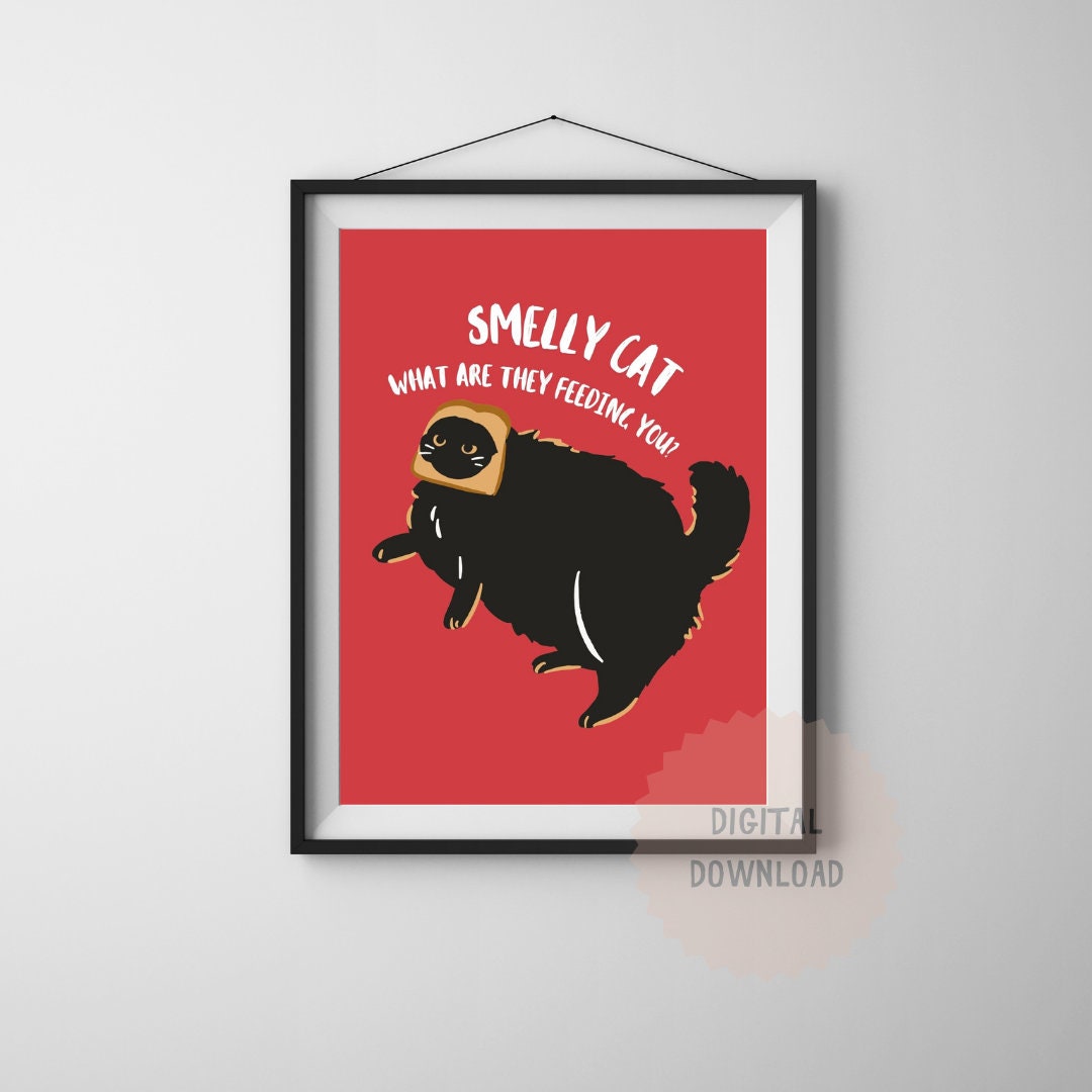 Black Cat Funny Poster, Cute Kitten Illustration, Cat Lover Gift, Cat ...