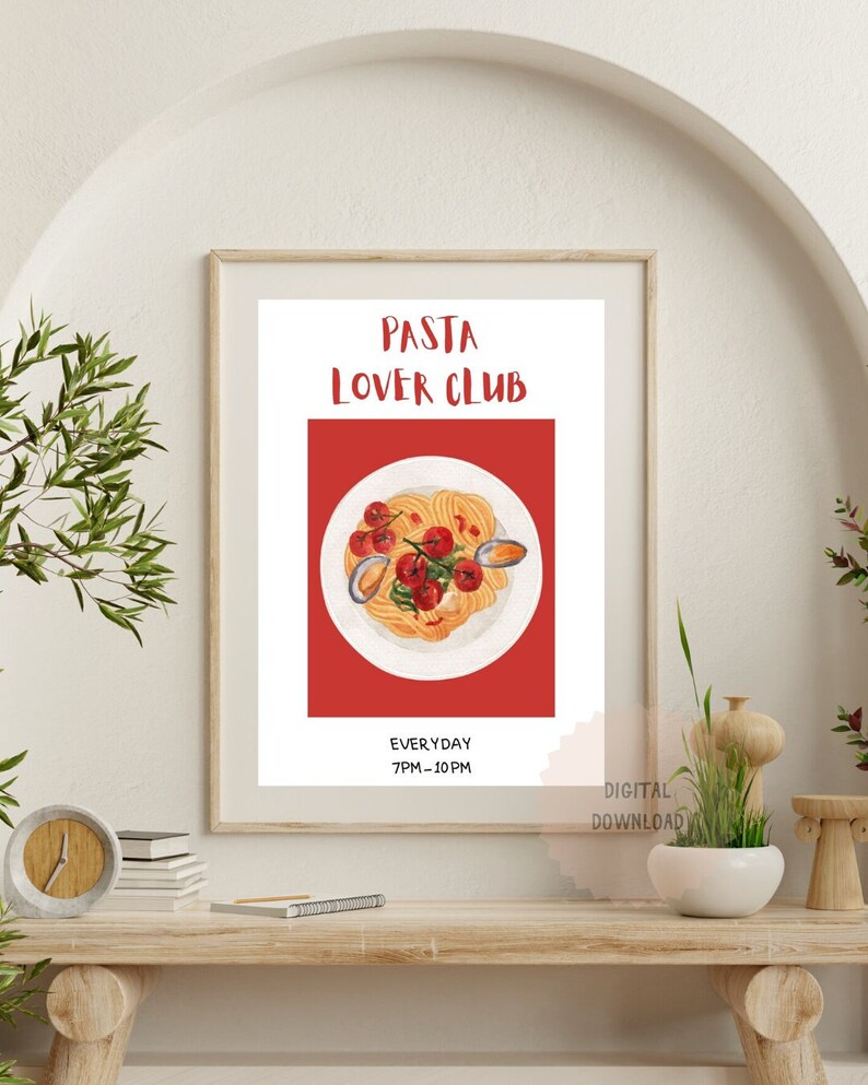 Spaghetti Wall Print Pasta Lover Club Print Retro Kitchen - Etsy