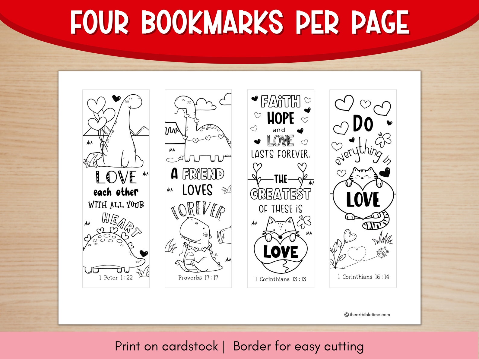 12 Coloring Bible Verse Bookmarks for Kids | Printable Love Bookmarks ...