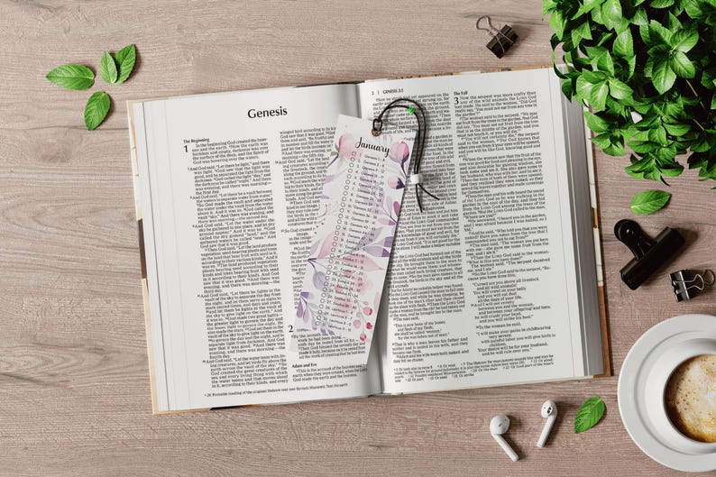 Bible Reading Tracker Bookmarks | Read Bible in a Year - Etsy
