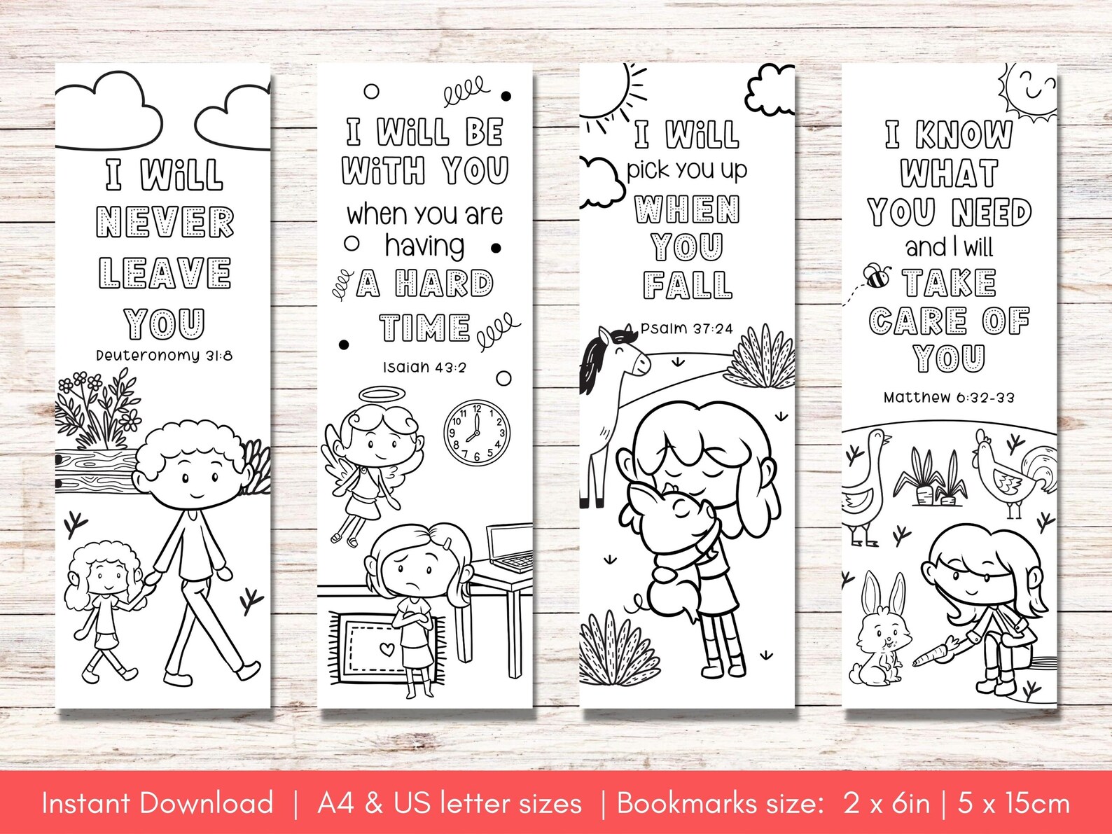 12 Coloring Bible Verse Bookmarks for Kids | Printable Gods Promises ...