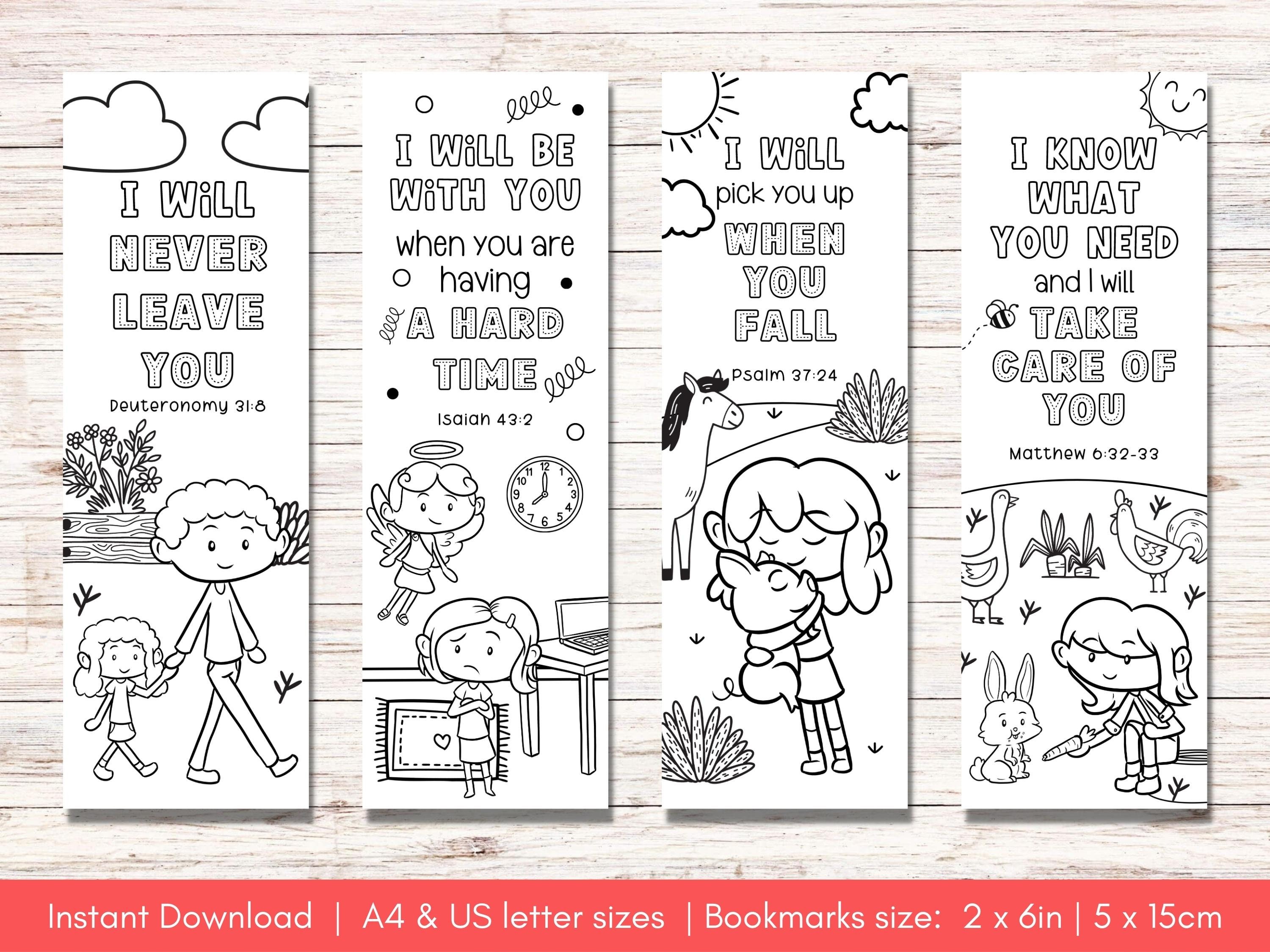 Christian Coloring Bookmarks for Kids - God's Promises Bible Verses ...