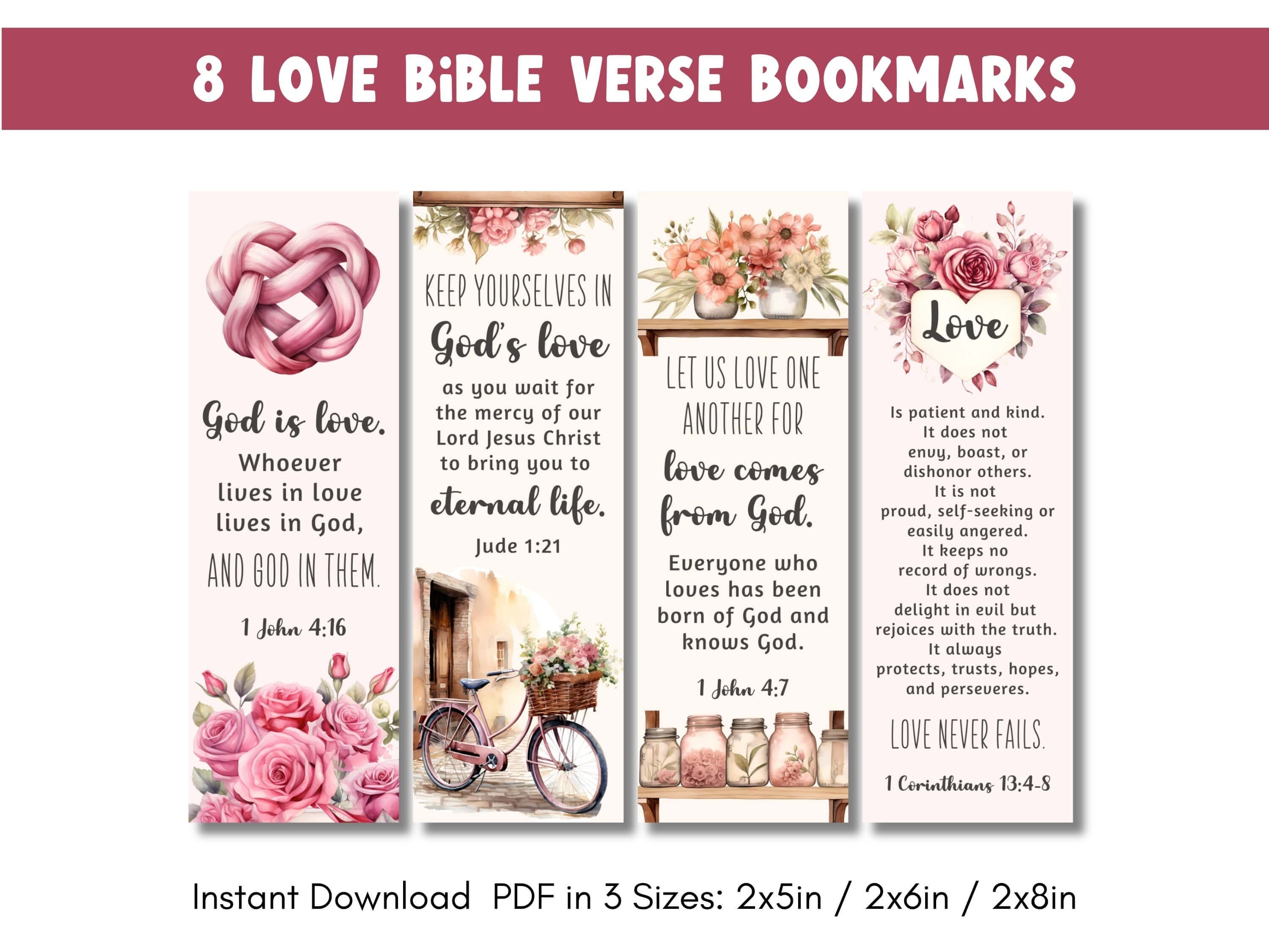 Bible Verse Bookmarks | Printable Love Bookmarks | Valentine Scripture ...