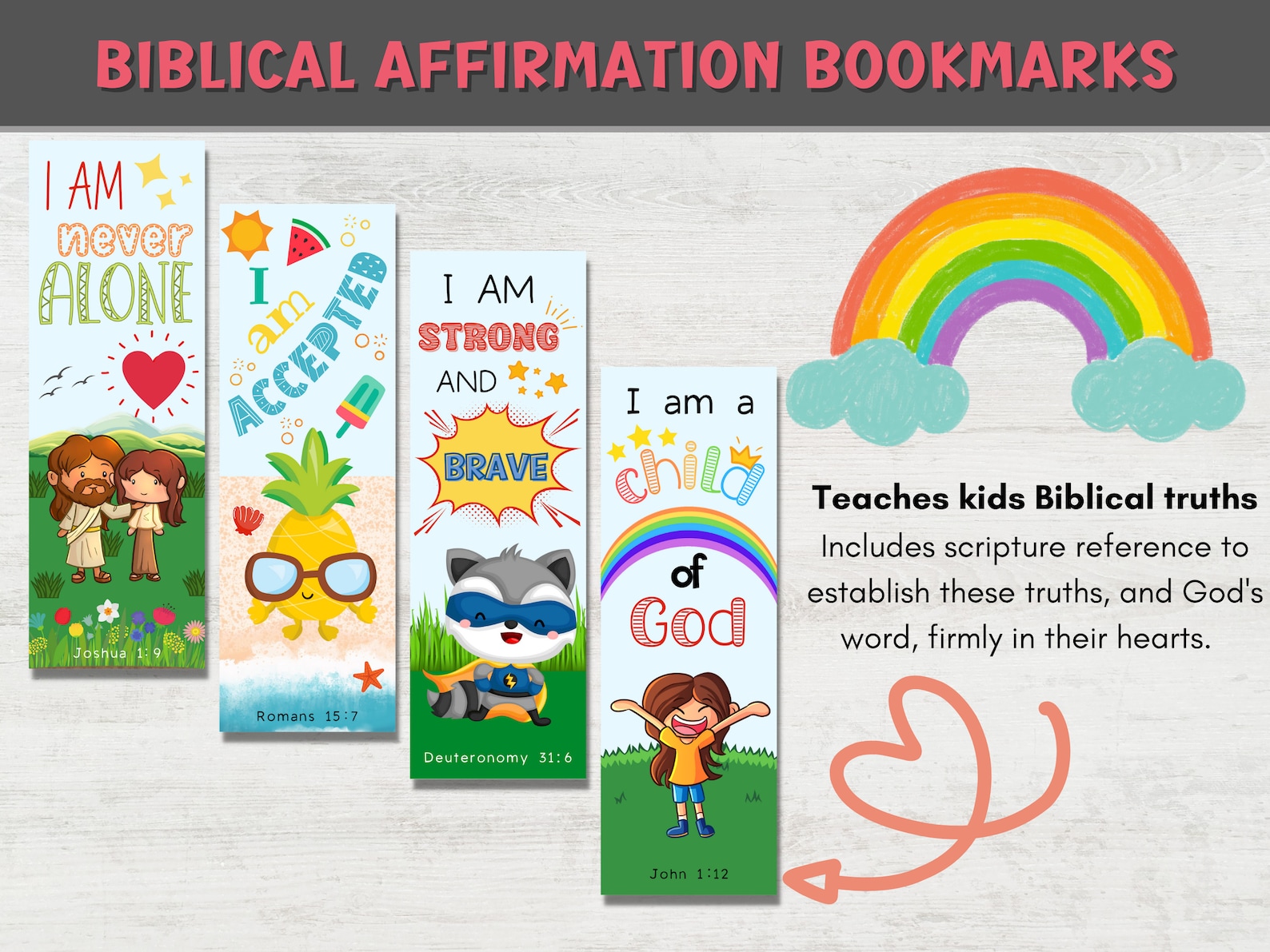 10 Biblical Affirmation Bookmarks for Kids | Printable Affirmation ...