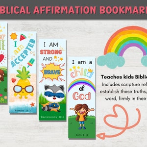 10 Biblical Affirmation Bookmarks for Kids | Printable Affirmation ...