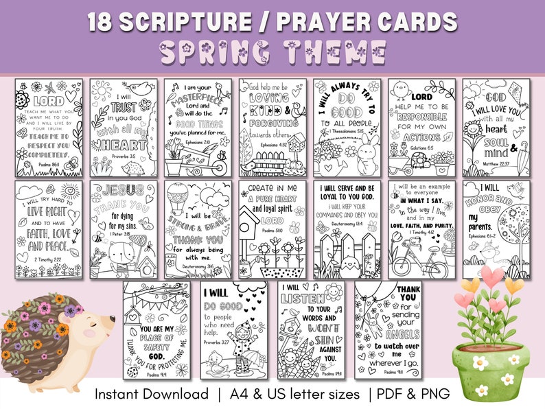 18 Coloring Scripture Cards for Kids | Printable Scripture Cards ...