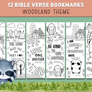 12 Coloring Bible Verse Bookmarks for Kids | Printable Woodland ...