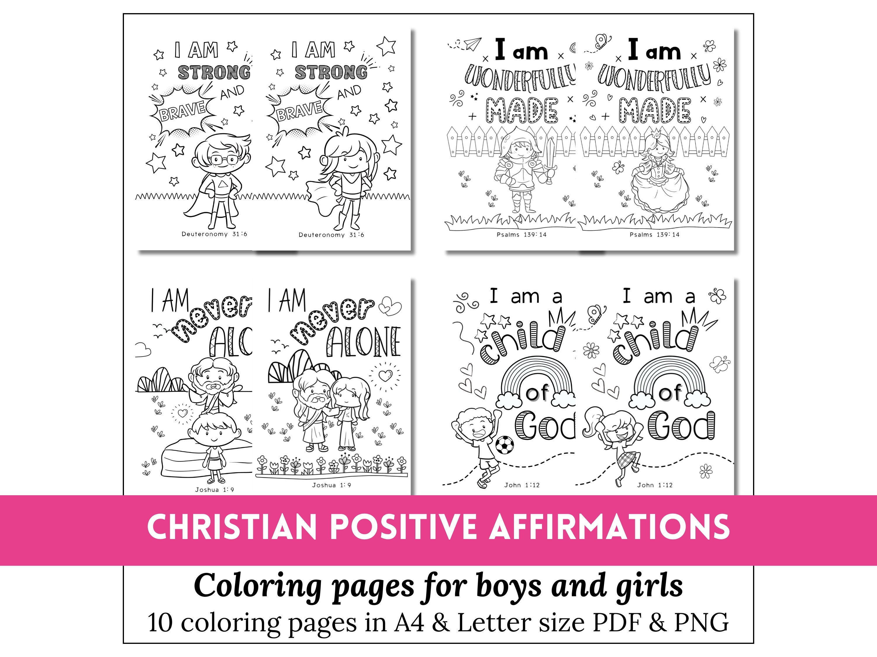 Bible Verse Coloring Pages for Kids | Biblical Affirmation Coloring ...