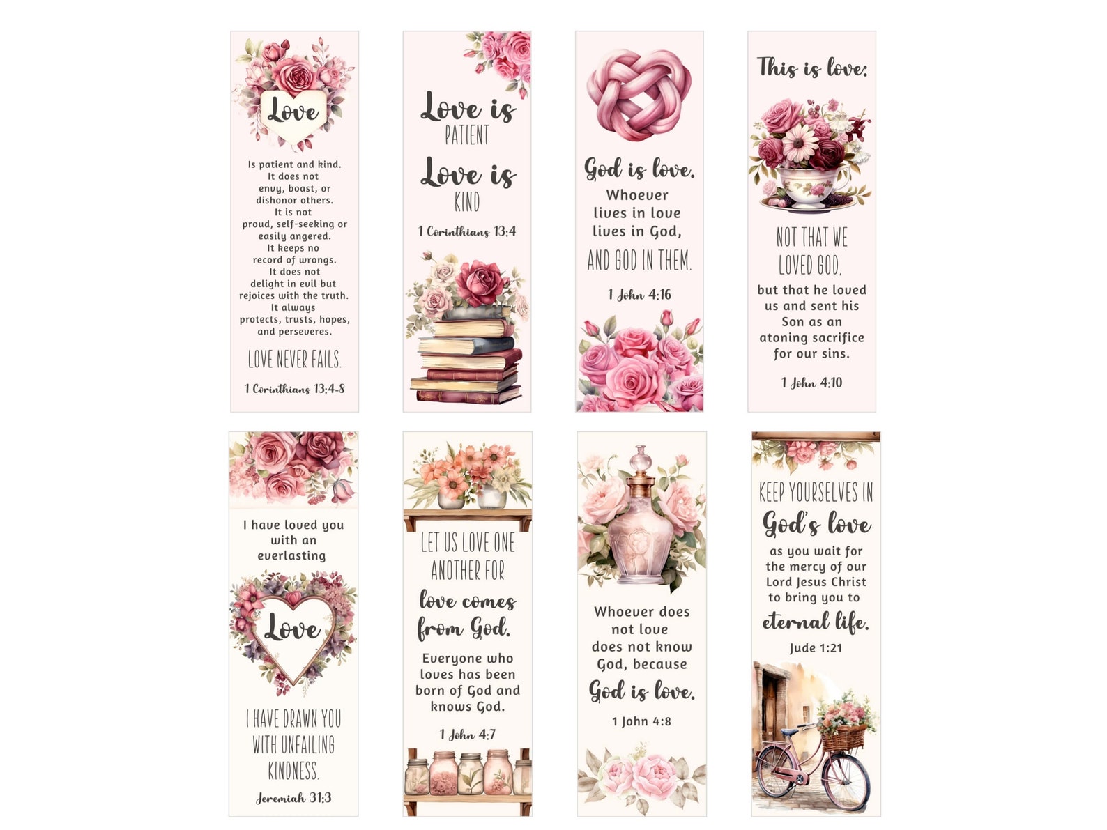 Bible Verse Bookmarks | Printable Love Bookmarks | Valentine Scripture ...
