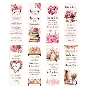 Bible Verse Bookmarks | Printable Love Bookmarks | Valentine Scripture ...