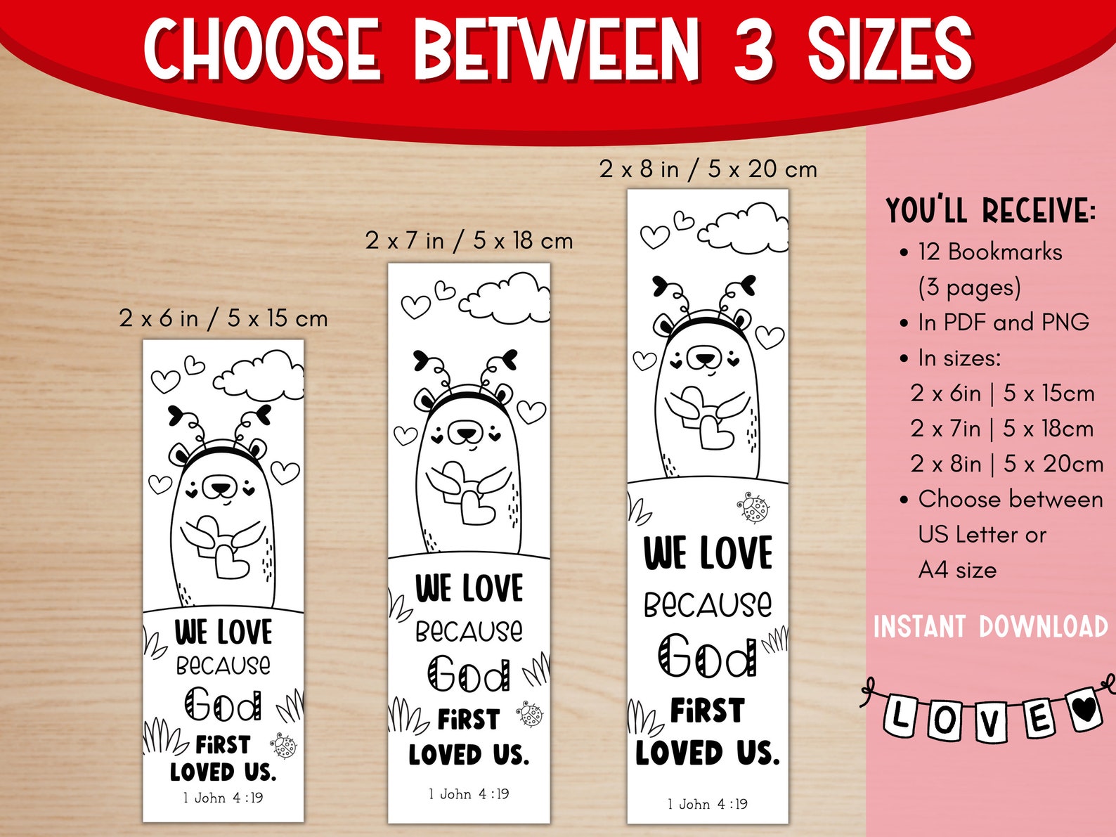 12 Coloring Bible Verse Bookmarks for Kids | Printable Love Bookmarks ...