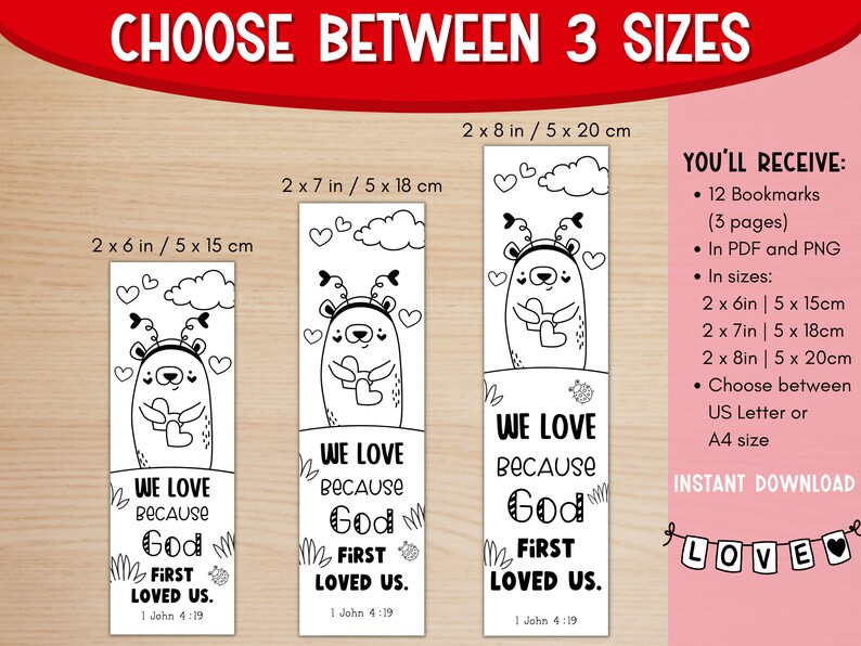 12 Coloring Bible Verse Bookmarks for Kids | Printable Love Bookmarks ...