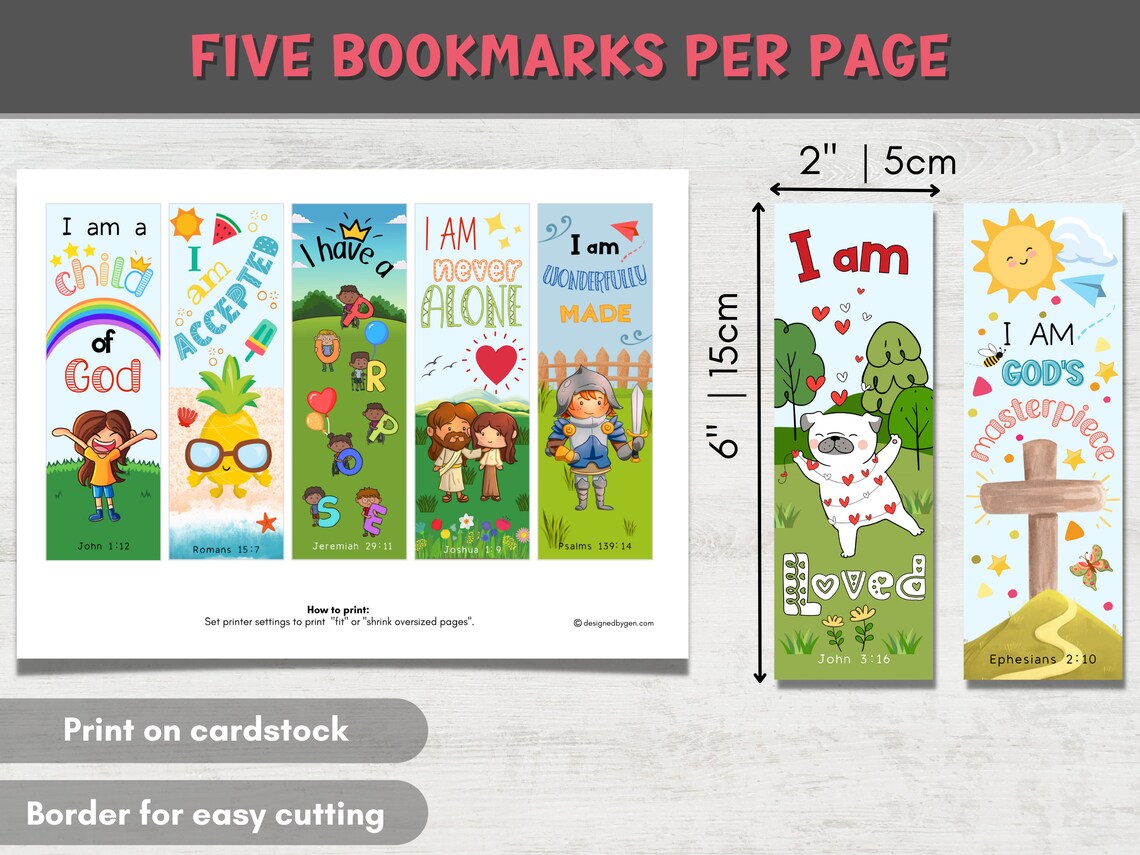 10 Biblical Affirmation Bookmarks for Kids | Printable Affirmation ...