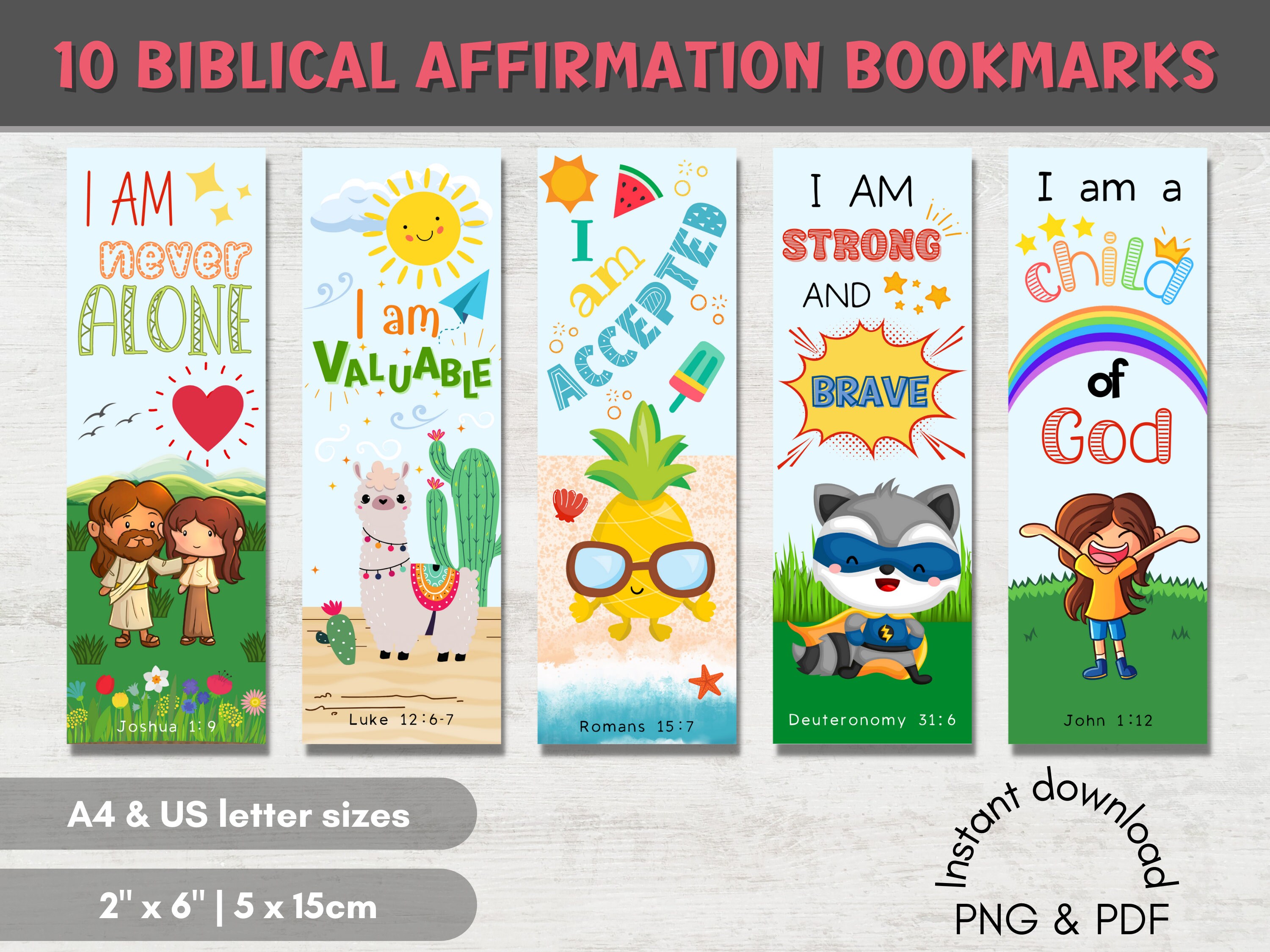 10 Biblical Affirmation Bookmarks for Kids | Printable Affirmation ...