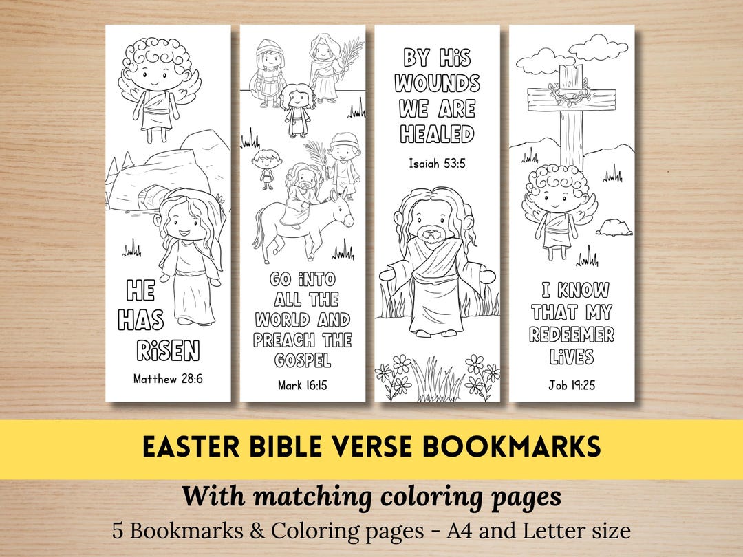 Easter Bible Verse Coloring Bookmarks & Pages | Christian Easter ...
