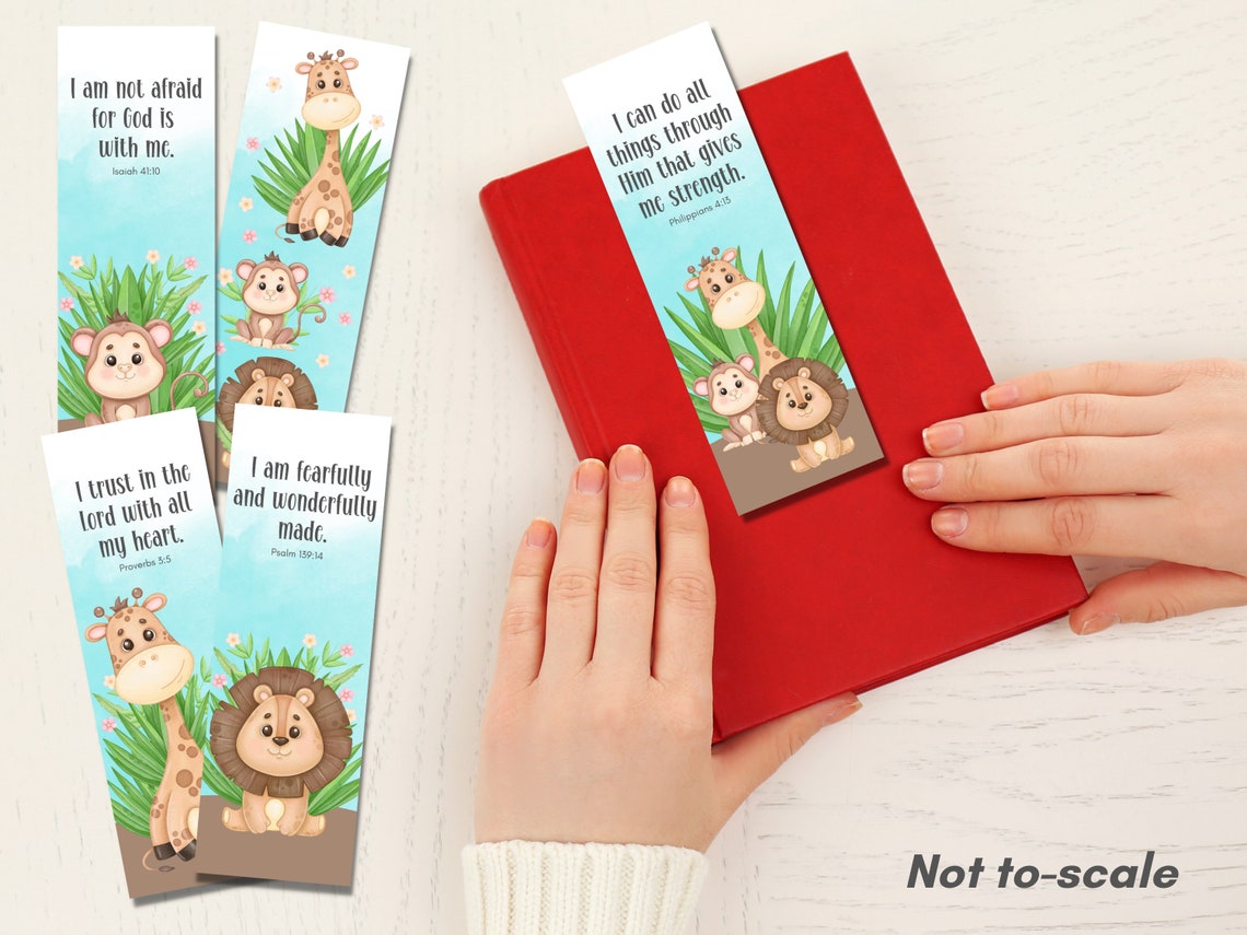 Bible Verse Bookmarks for Kids | Printable Safari Bookmarks | Religious ...