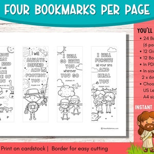 12 Coloring Bible Verse Bookmarks for Kids Printable Gods Promises ...