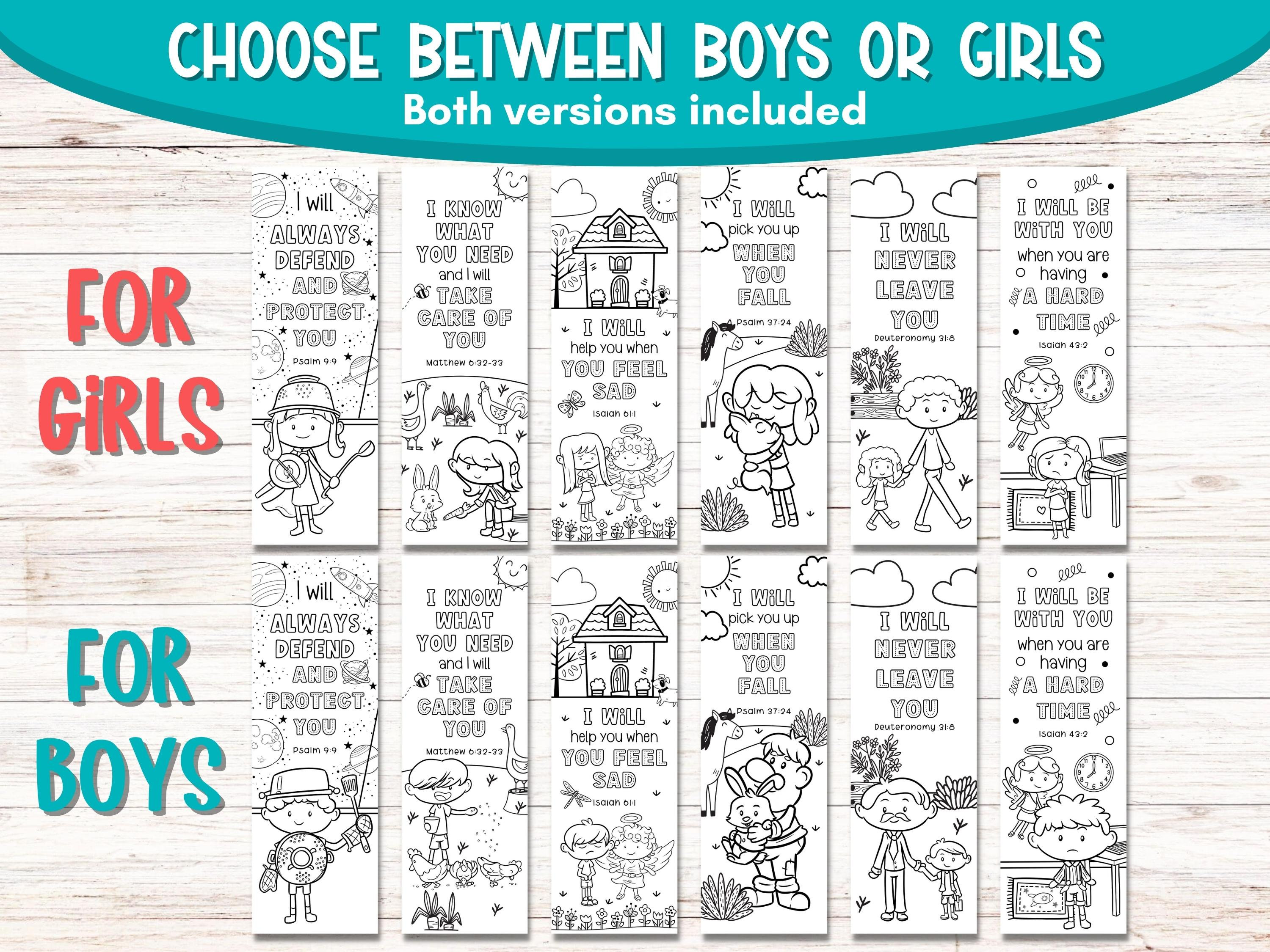 12 Coloring Bible Verse Bookmarks for Kids Printable Gods Promises ...