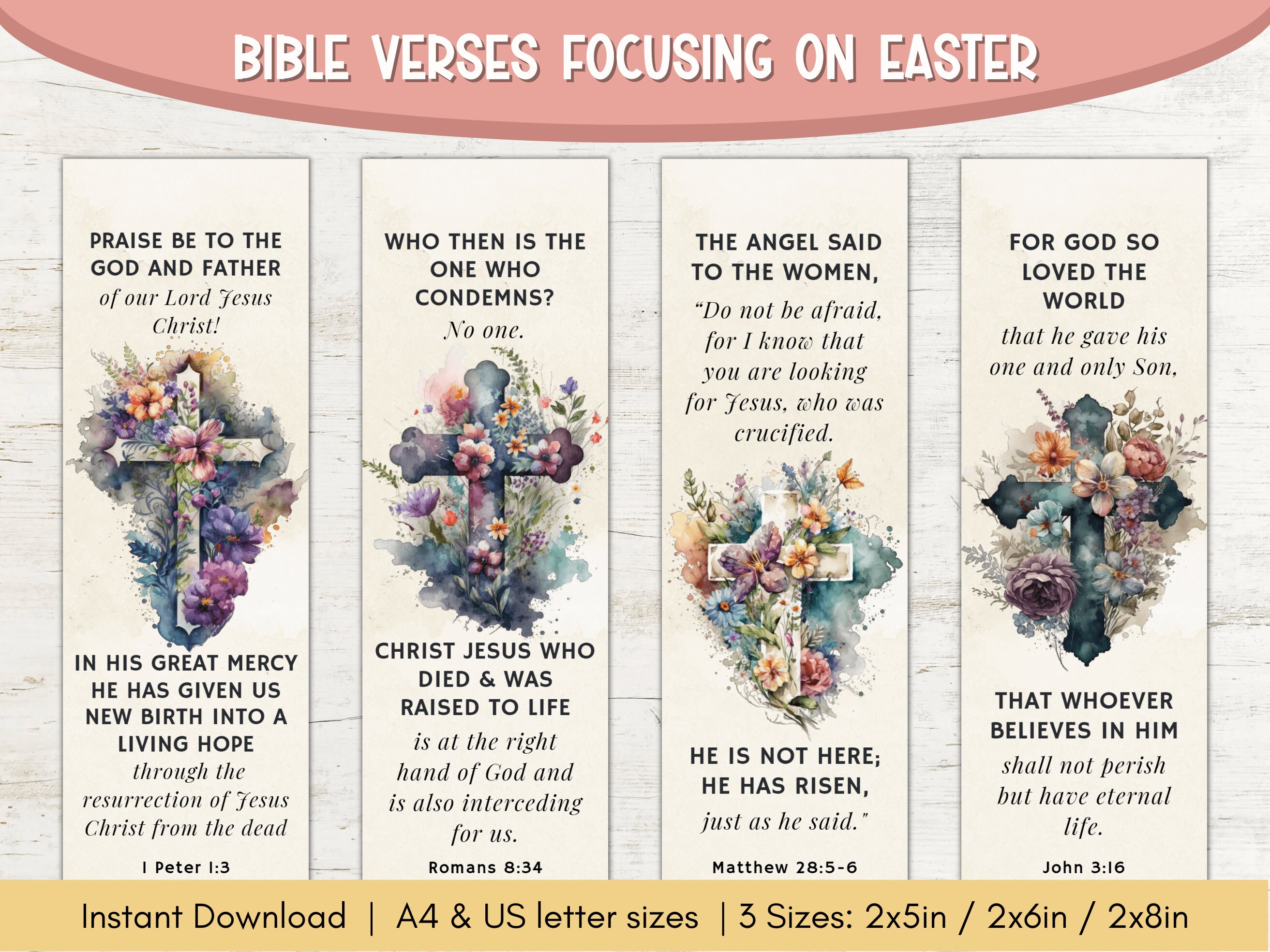 Bible Verse Bookmarks for Women Easter Cross Bookmarks Printable ...