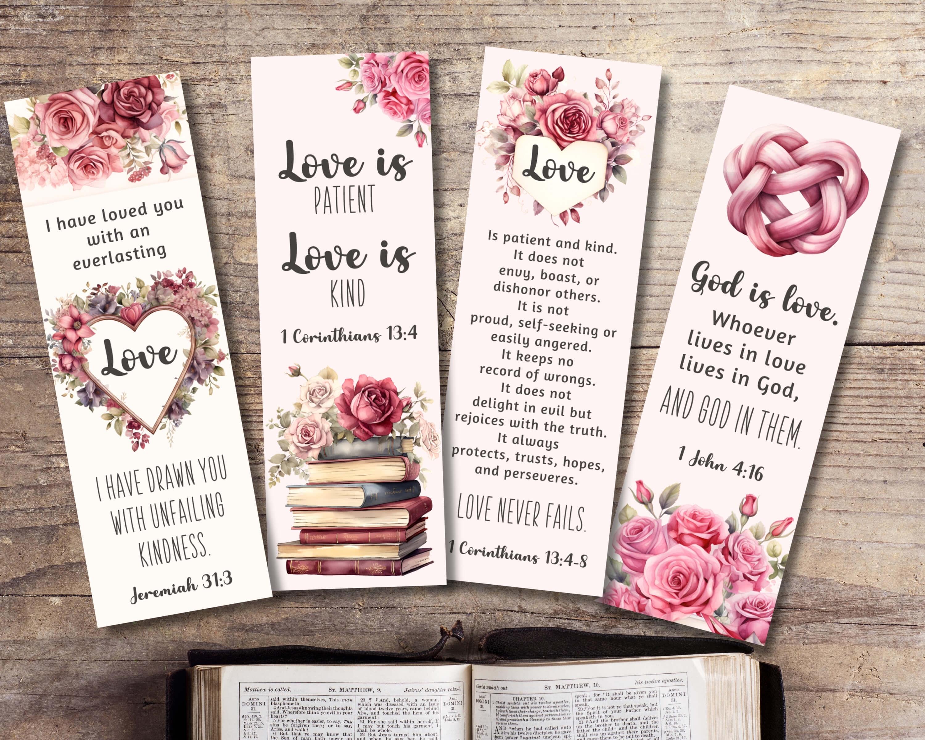God’s Love Christian Bookmarks for Women – Valentine Bible Verse Set - Etsy
