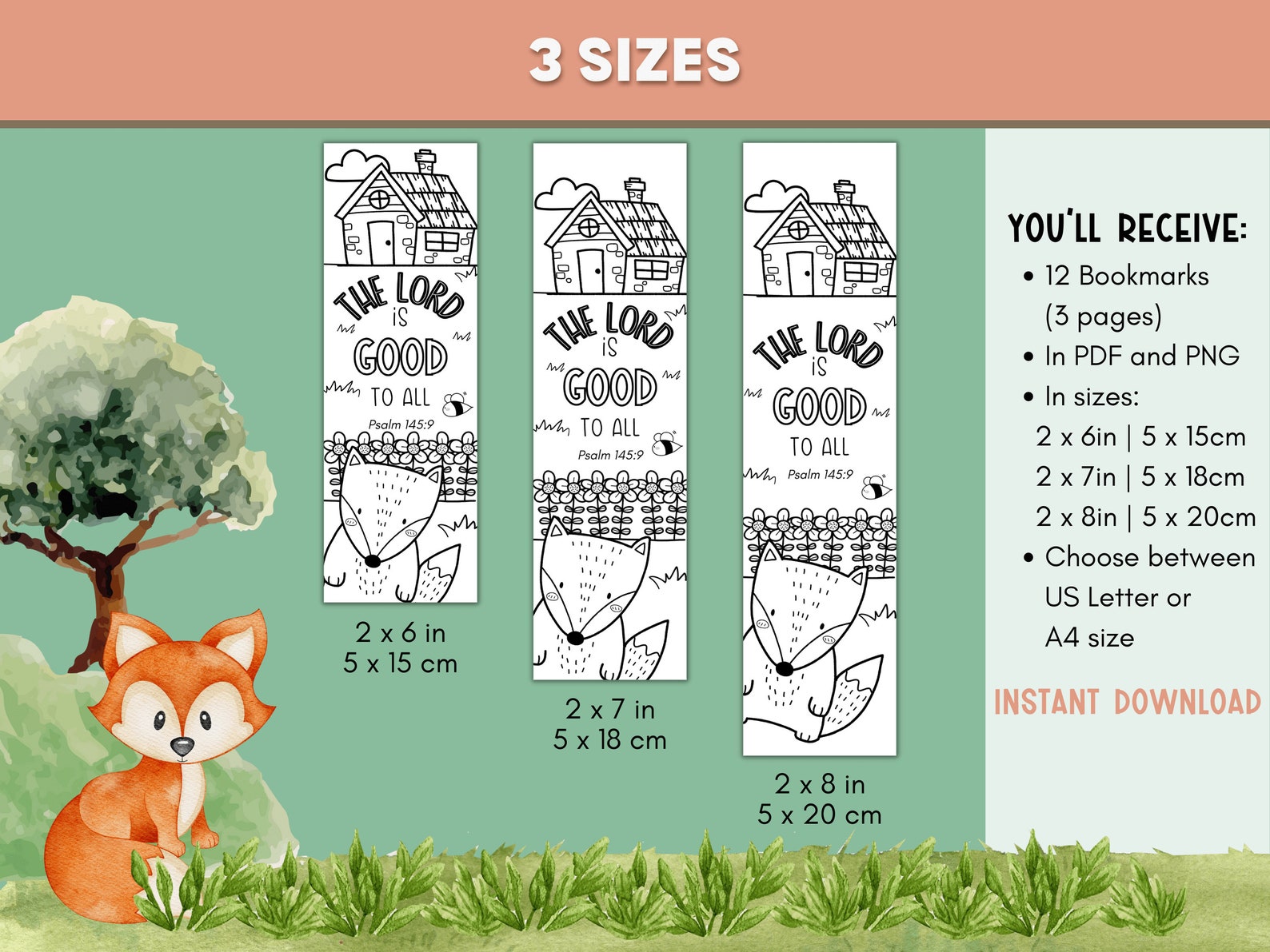 12 Coloring Bible Verse Bookmarks for Kids Printable Woodland Bookmarks ...